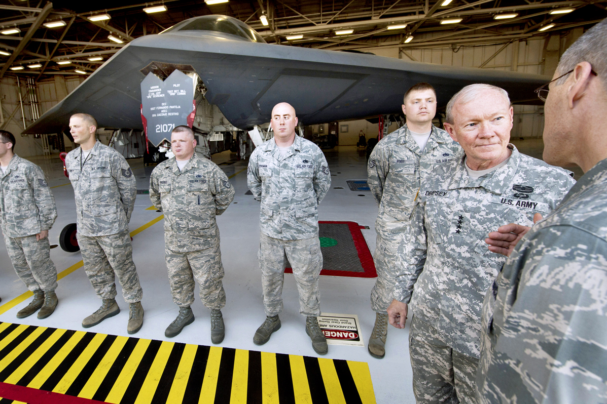 Air Force Brig. Gen. Thomas A. Bussiere, right, commander of the 509th ...