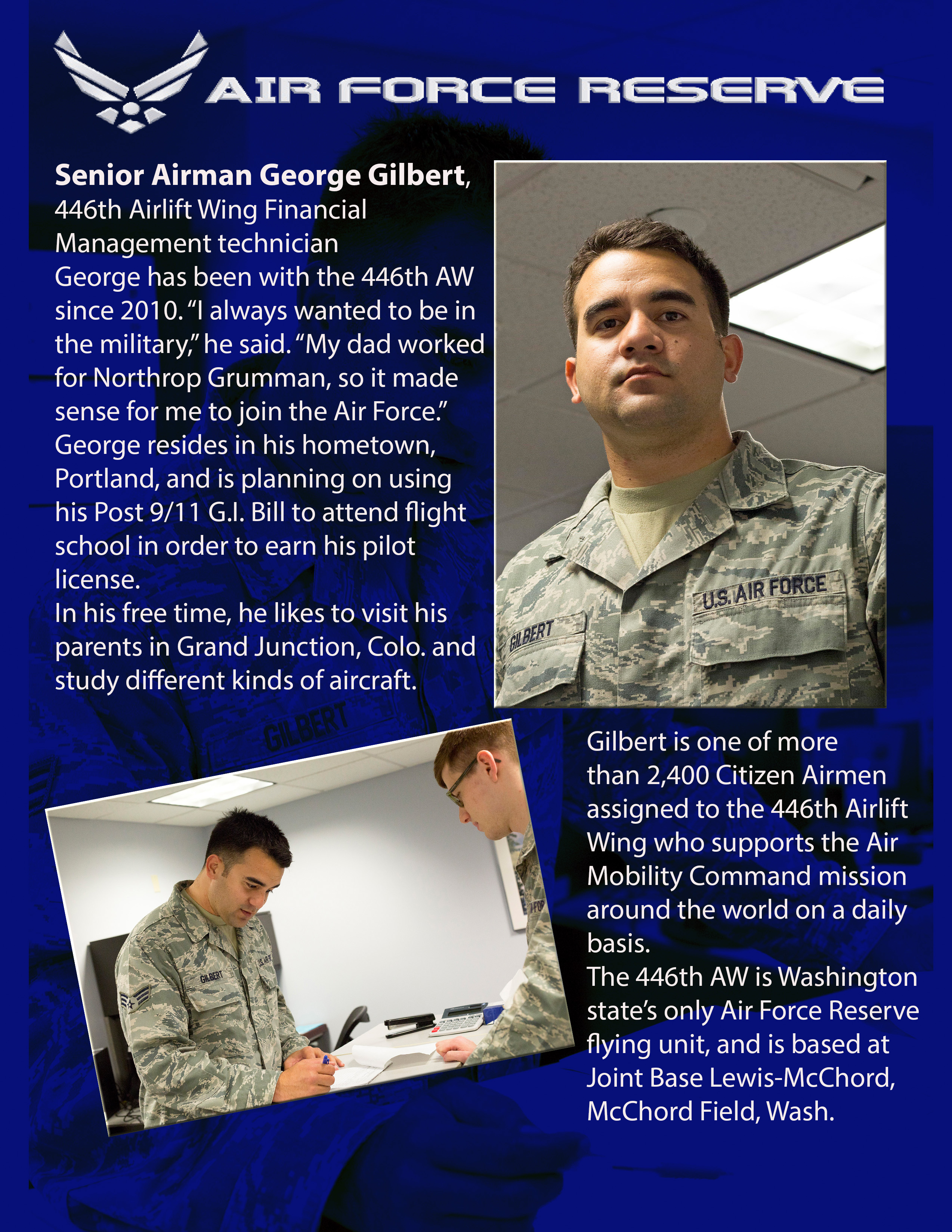 How We Serve: Senior Airman George Gilbert > 446th Airlift Wing > News