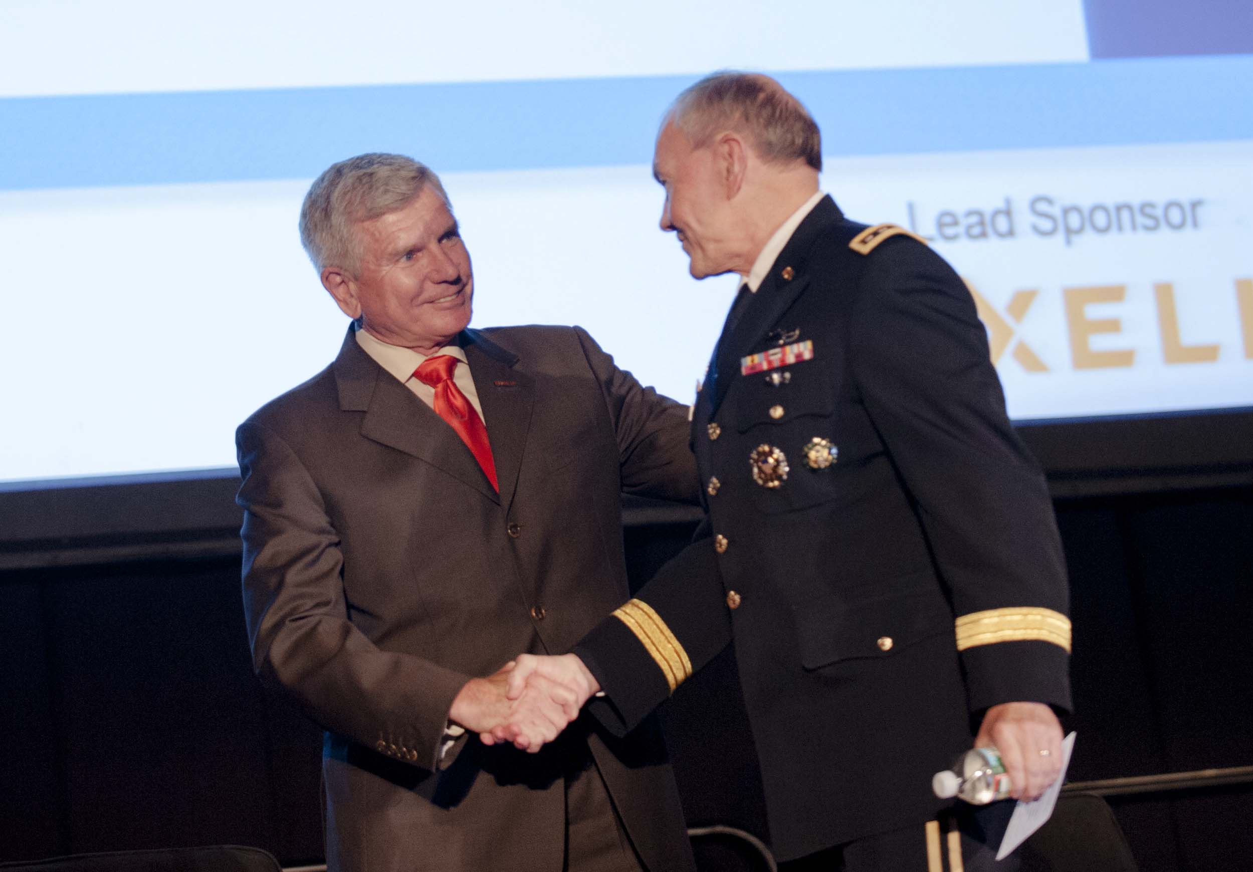 Retired Army Lt. Gen. Bob Durbin greets Army Gen. Martin E. Dempsey ...