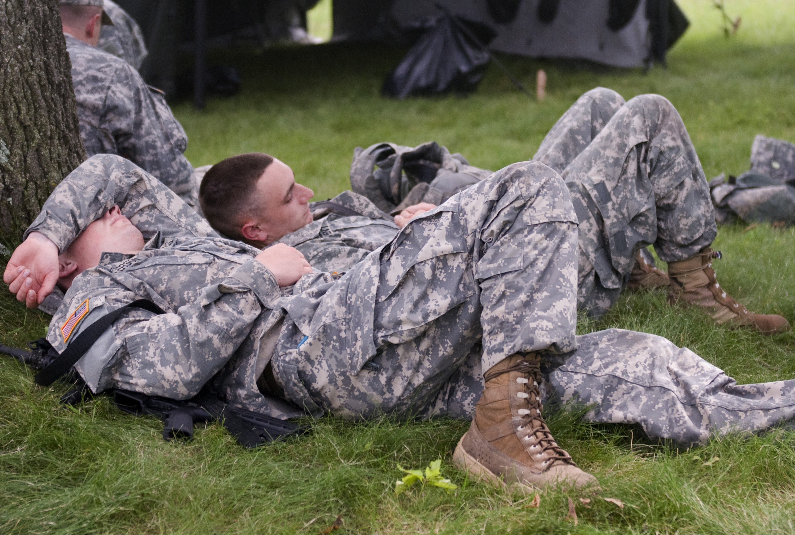 Soldiers rest at the end of events during the 2013 Army Reserve Best ...