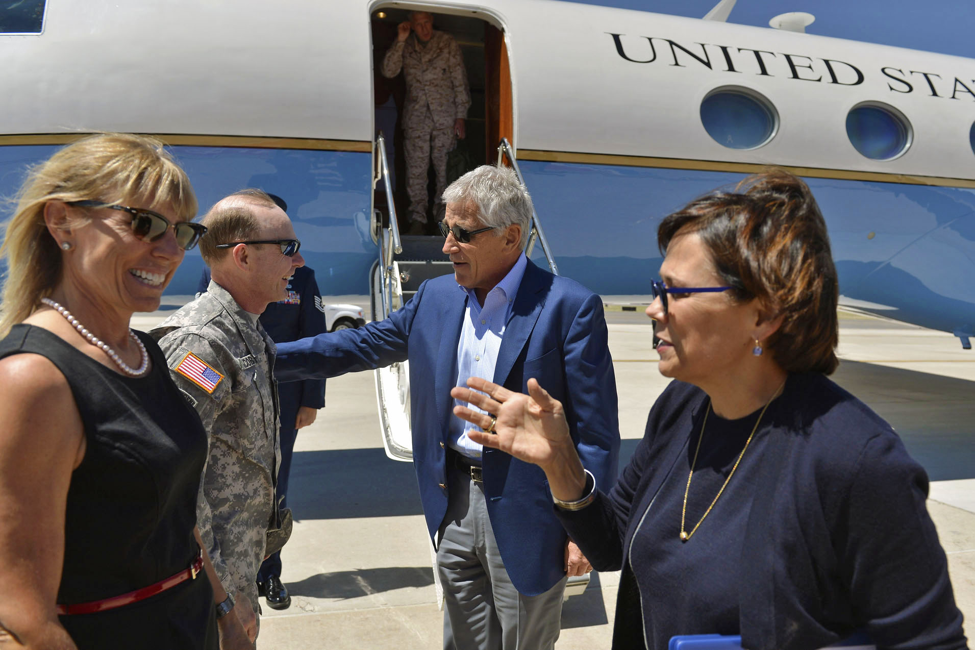 Defense Secretary Chuck Hagel, right, chats with Army Gen. Charles ...