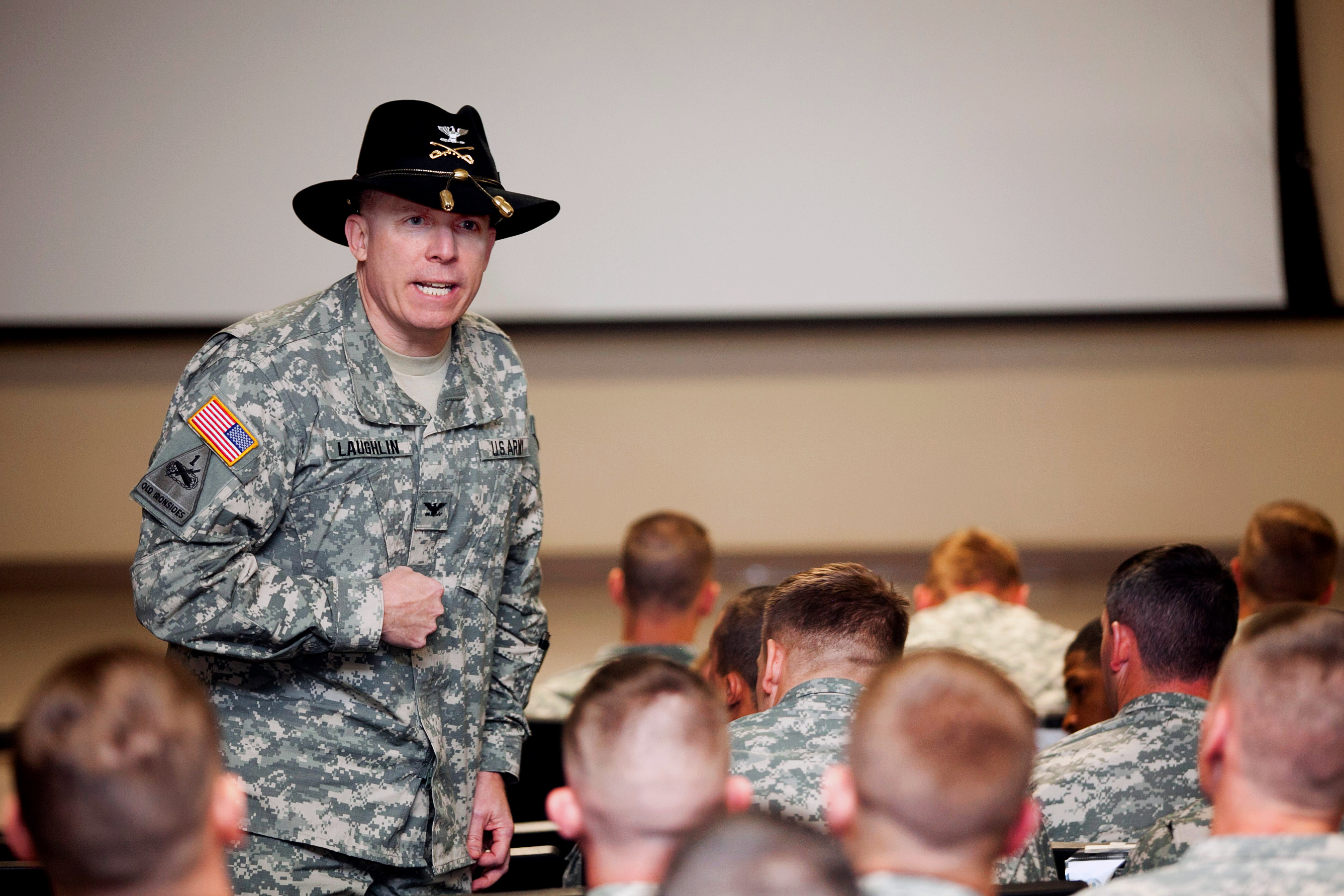 Army Col. Paul J. Laughlin speaks to competitors of the first Gainey ...