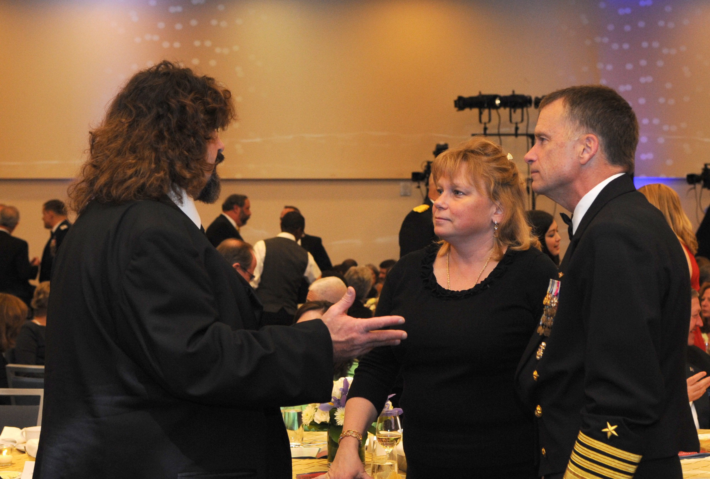 Professional wrestler Mick Foley speaks with Vice Chairman of the Joint ...