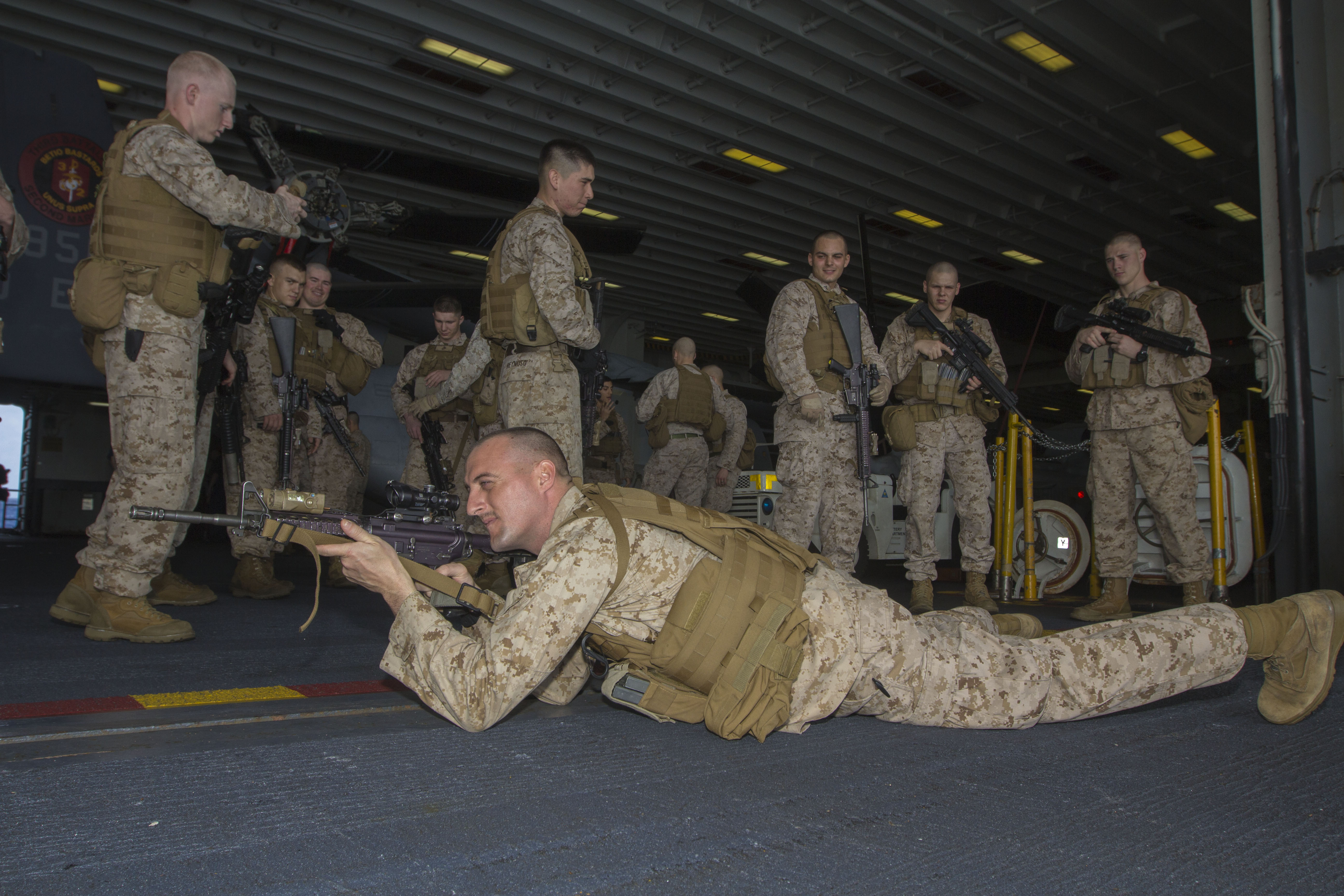 Marines and Sailors assigned to Battalion Landing Team 3/2, 26th Marine ...