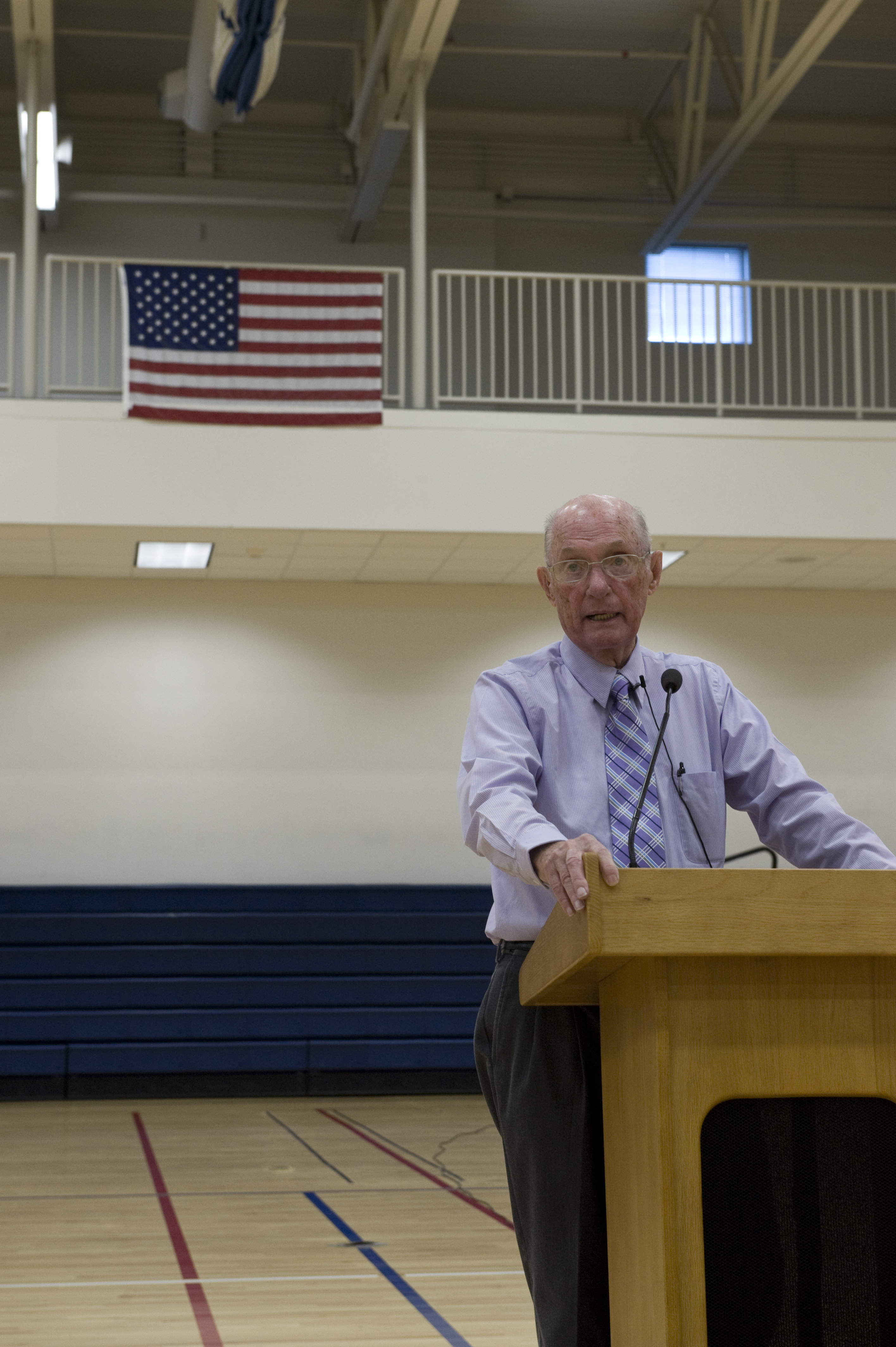 Retired Chief Master Sgt. of the Air Force James M. McCoy visits Buckley