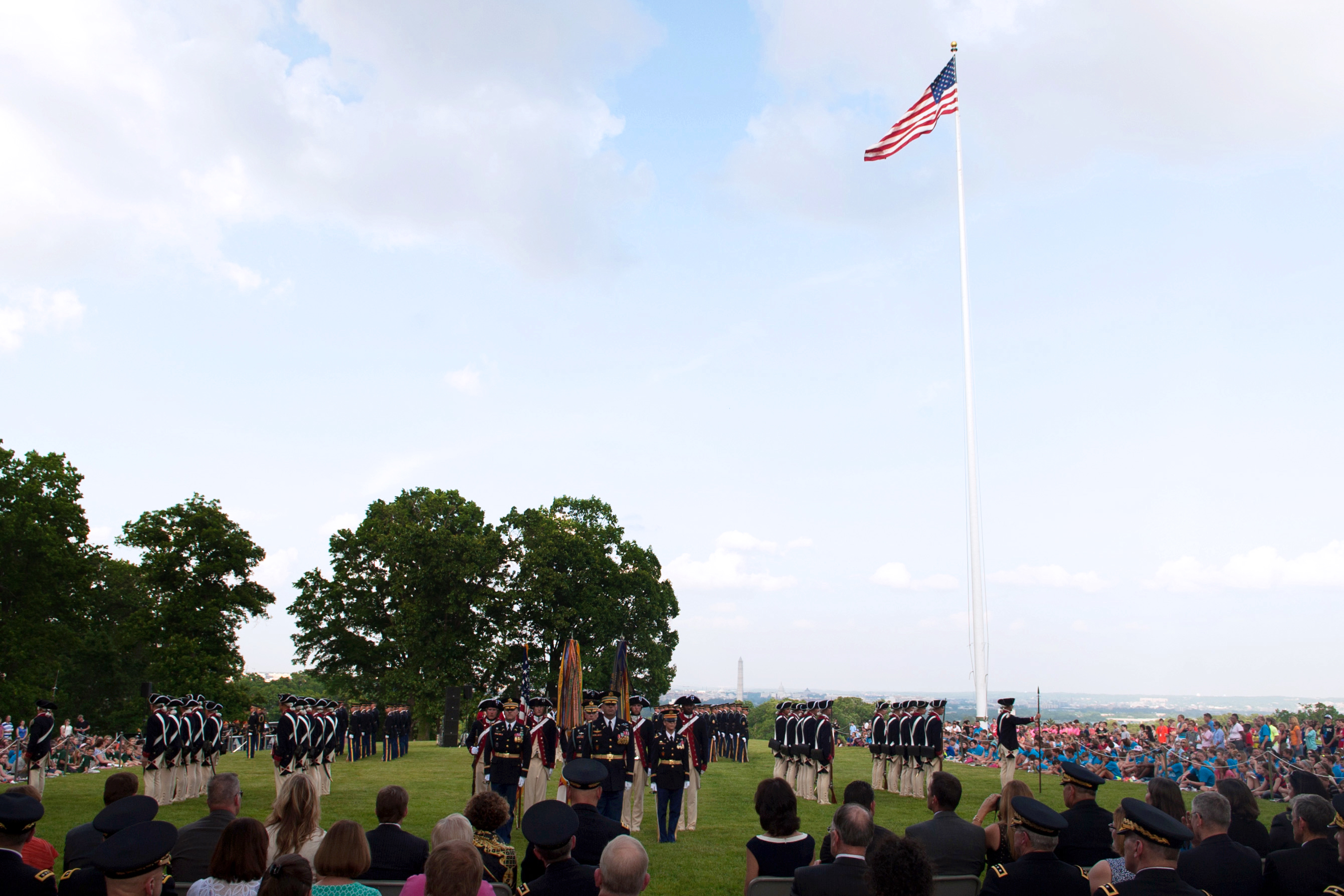 Soldiers assigned to the 3rd Infantry Regiment march across Whipple ...