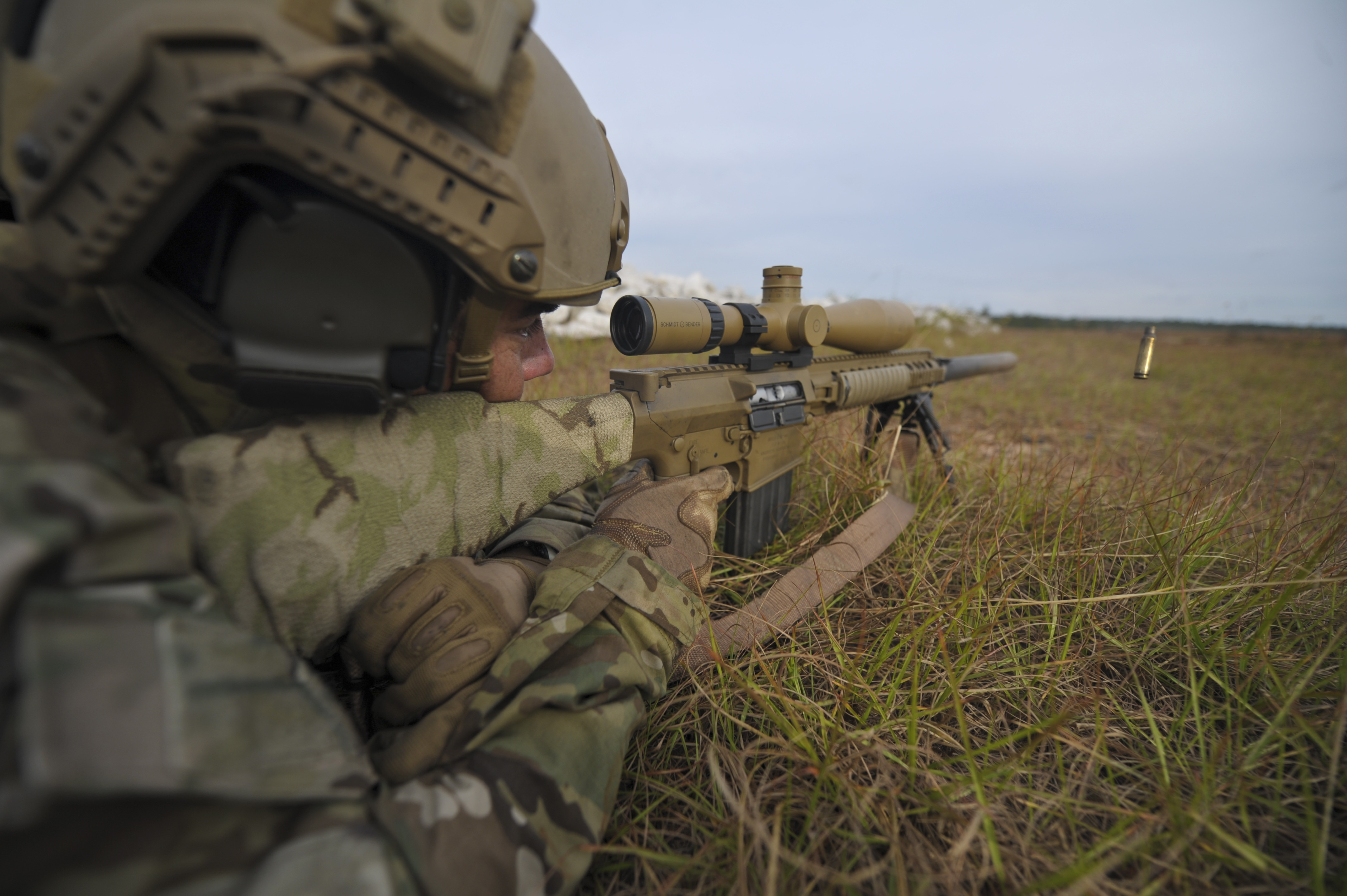An Army Special Forces member fires an M110 semi-automatic sniper ...