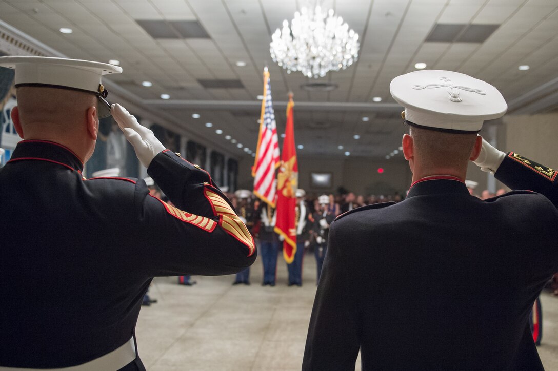 Marine Corps Sgt. Maj. Bryan B. Battaglia, left, senior enlisted ...