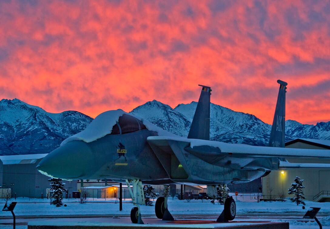 An F-15 Eagle sits on static display at Heritage Park near the 3rd Wing ...