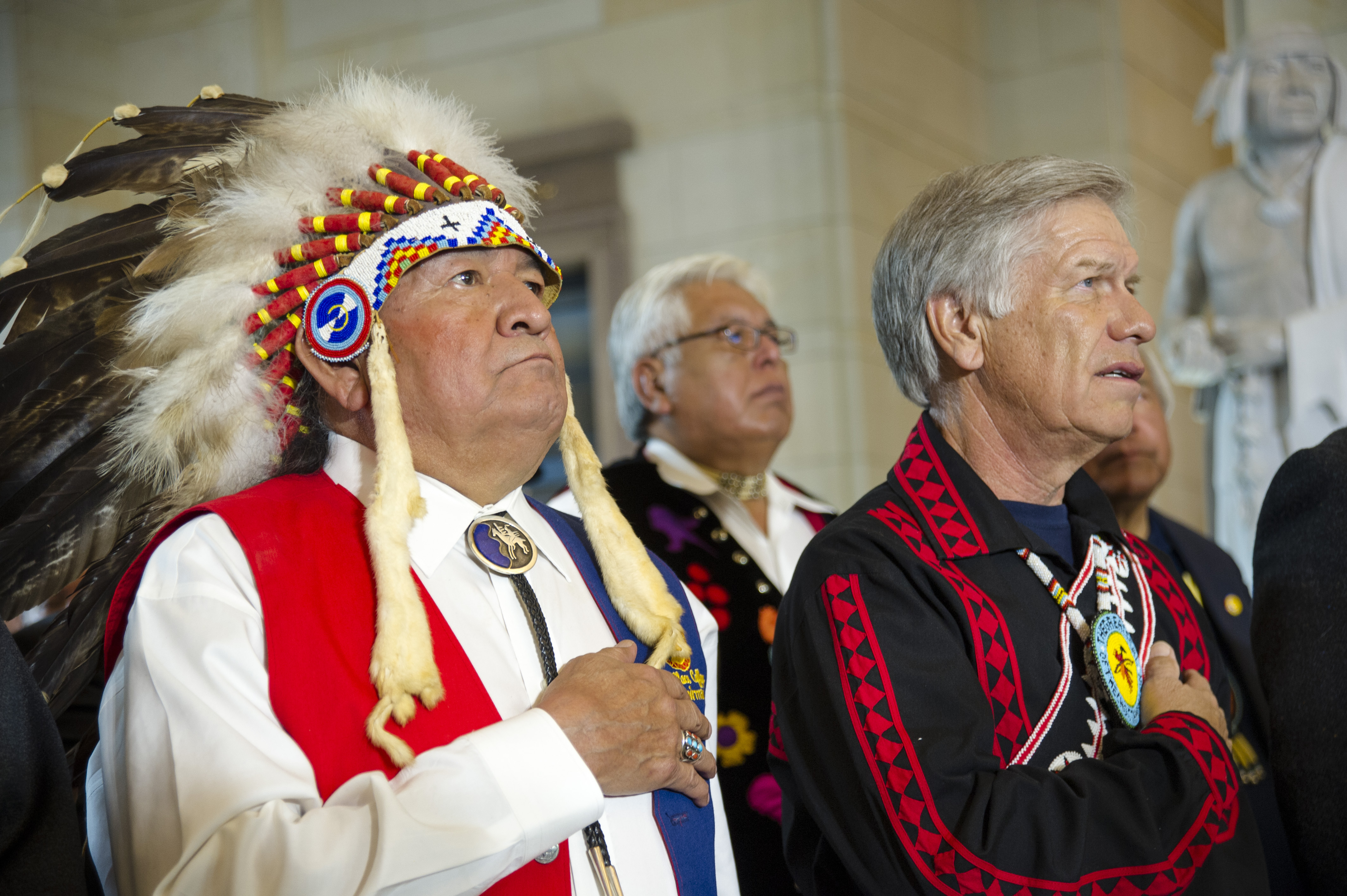Native Americans participate in the Congressional Gold Medal ceremony ...