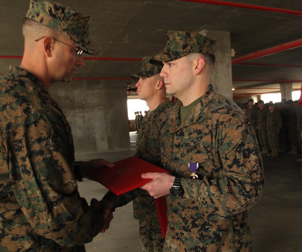 'Darkside' awards Purple Heart medals to Marines