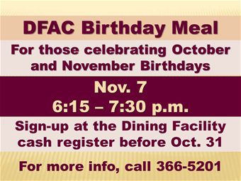 DFAC Birthday Meal