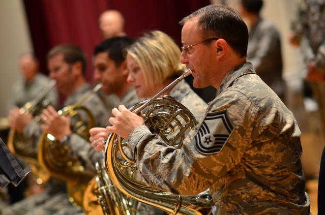 AFDW Command visits with U.S. Air Force Honor Guard, Band Airmen