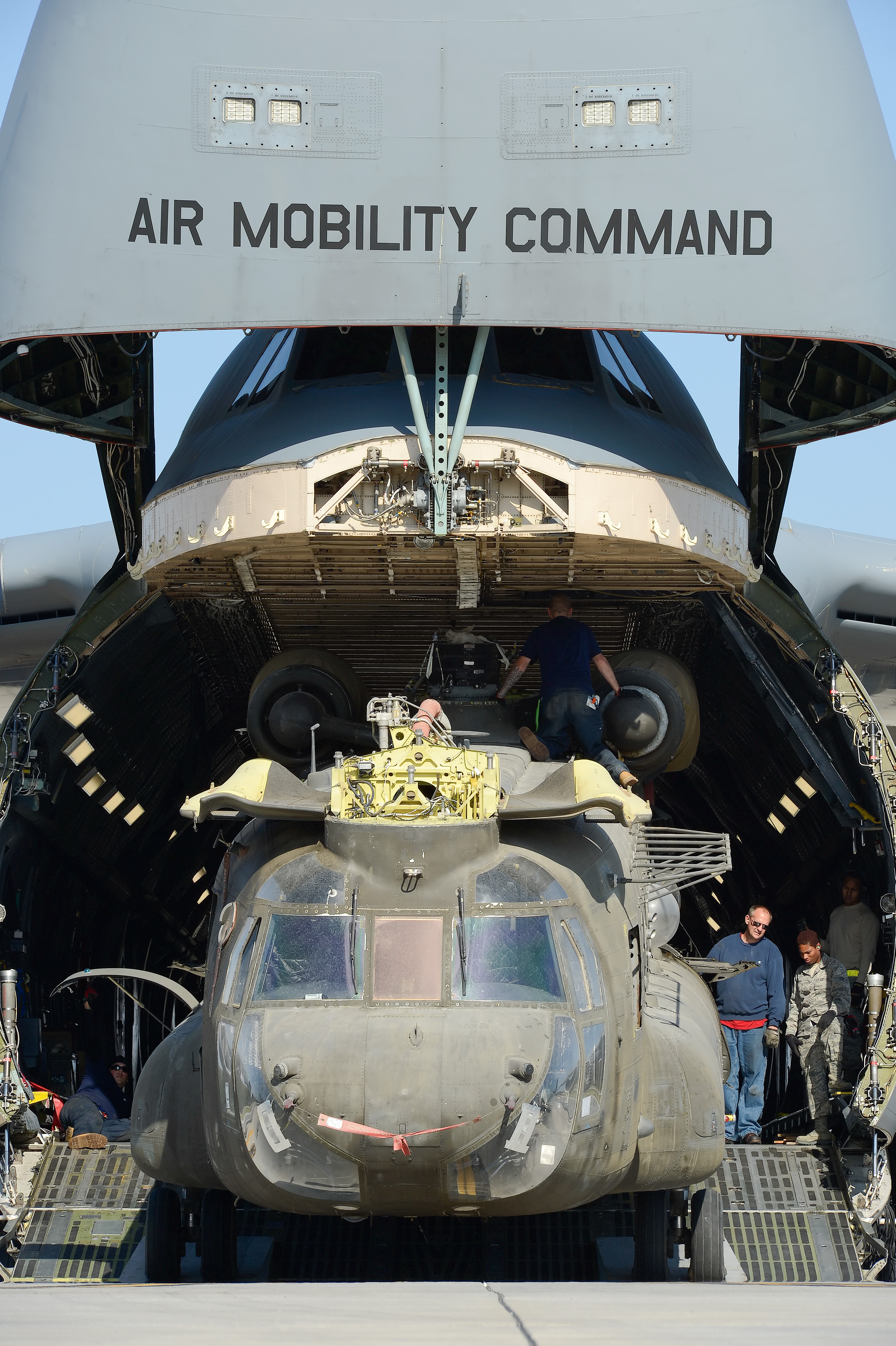 Cargo unloading from C-5s at Dover AFB, Del.