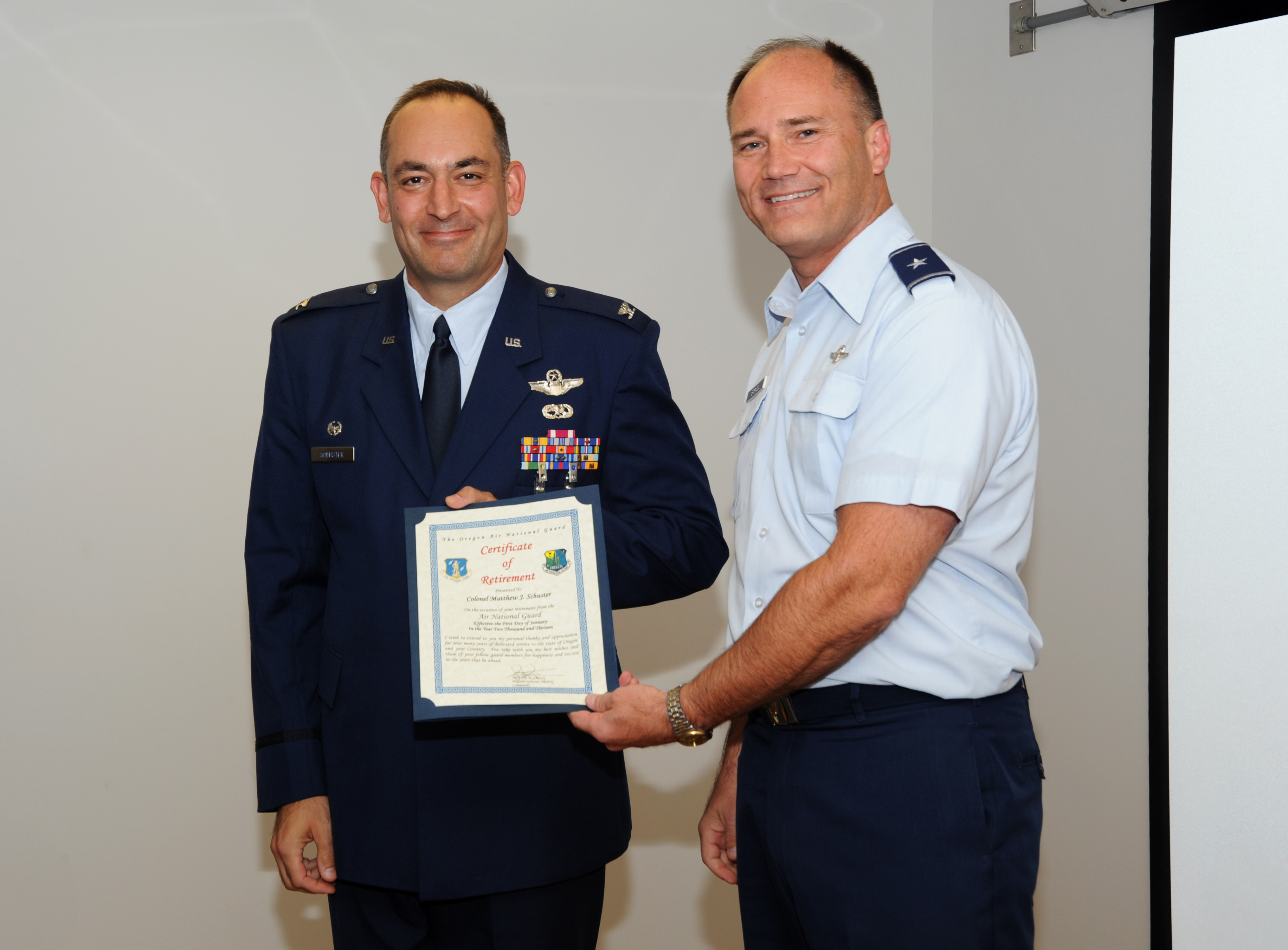 Col. Matthew Schuster Retirement