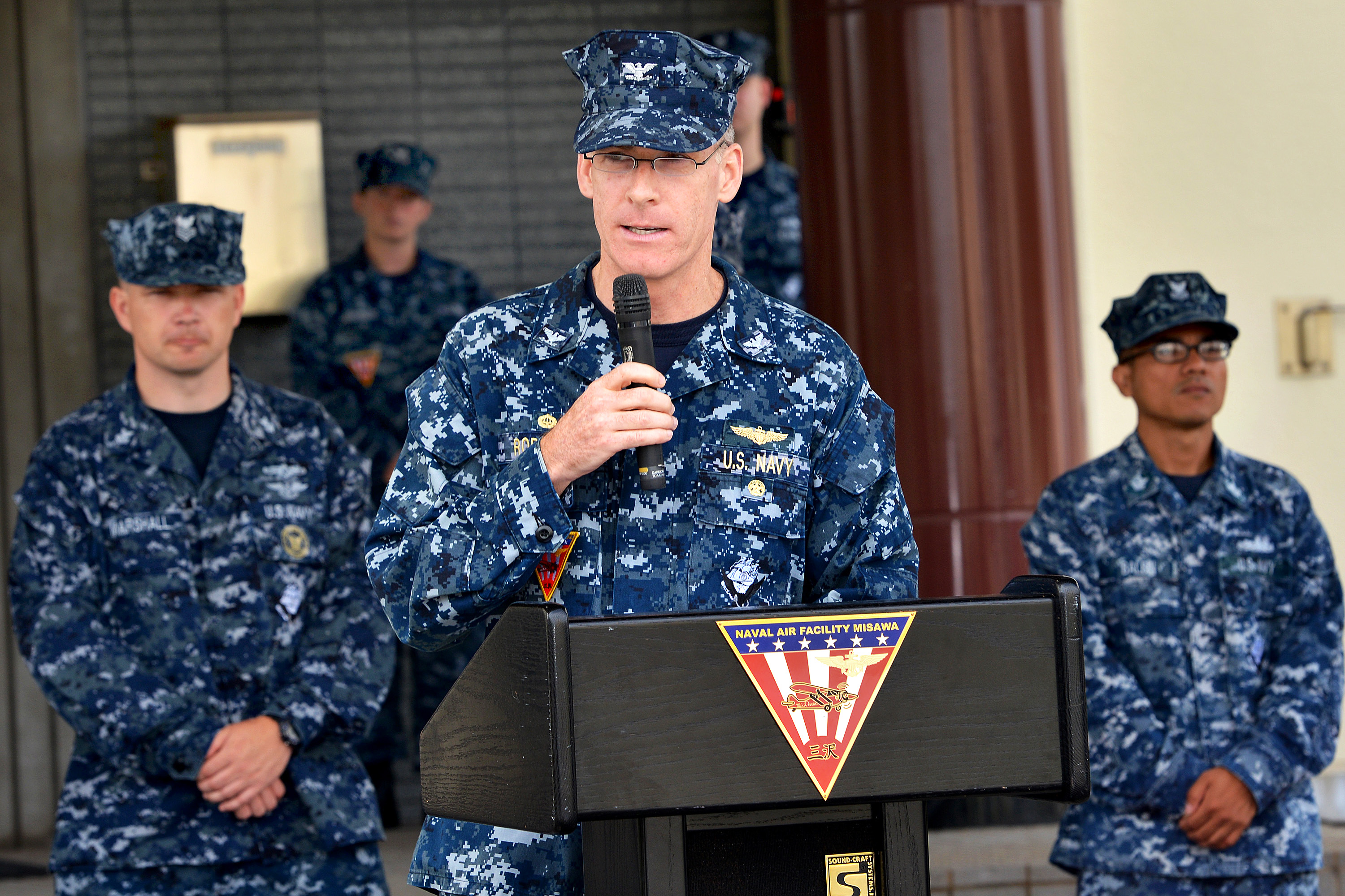 U.S. Navy Capt. Chris Rodeman serves as guest speaker during a 9/11 ...
