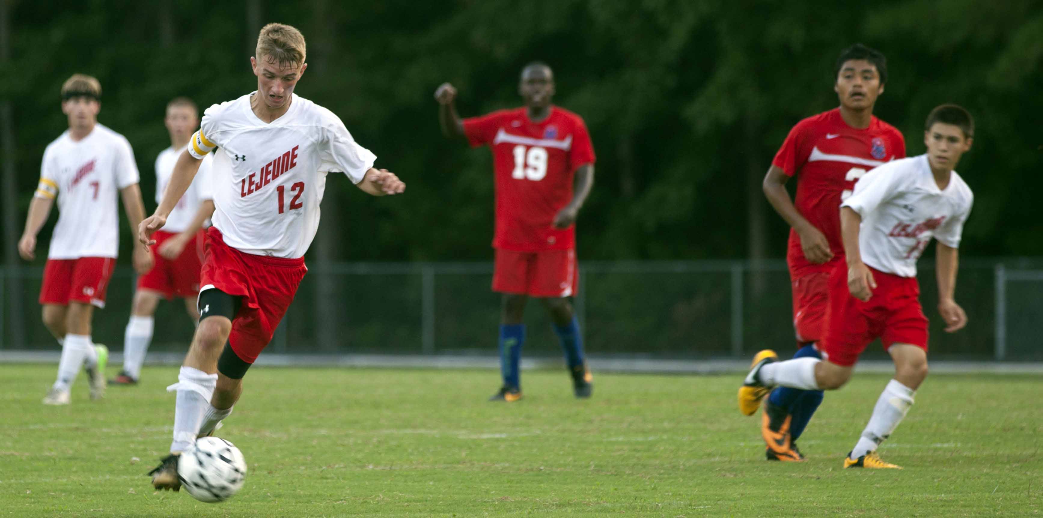 Lejeune boys soccer defeats Pender, 5-1