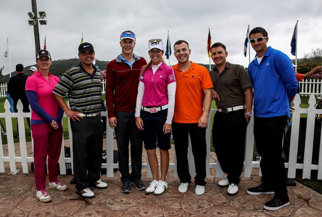 Marines spend time on the green with Paula Creamer