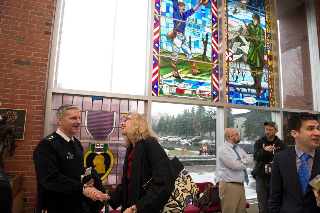 Acting Deputy Defense Secretary Christine H. Fox thanks Army Maj. Gen ...