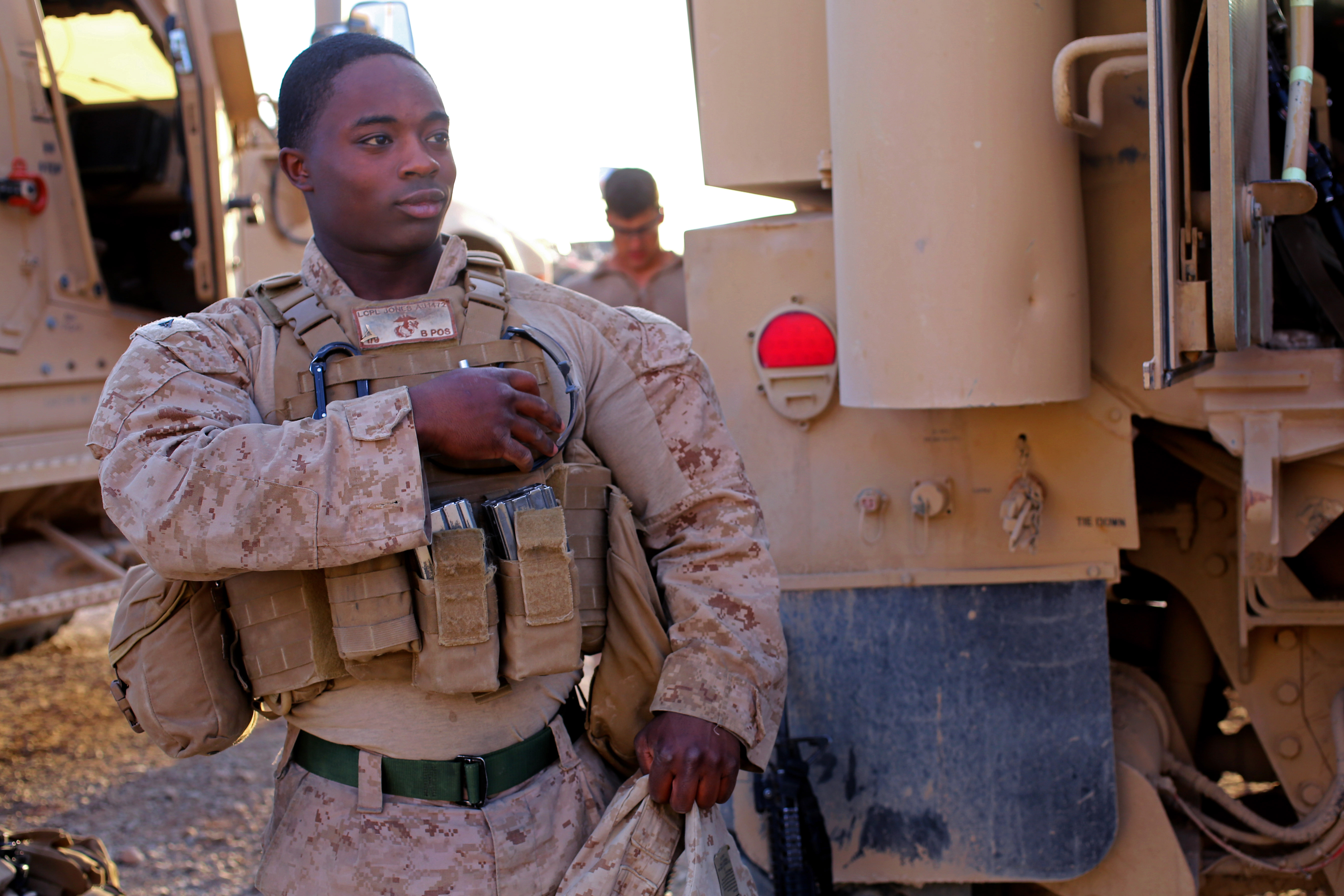 U.S. Marine Corps Lance Cpl. Preston Jones prepares for a quick ...