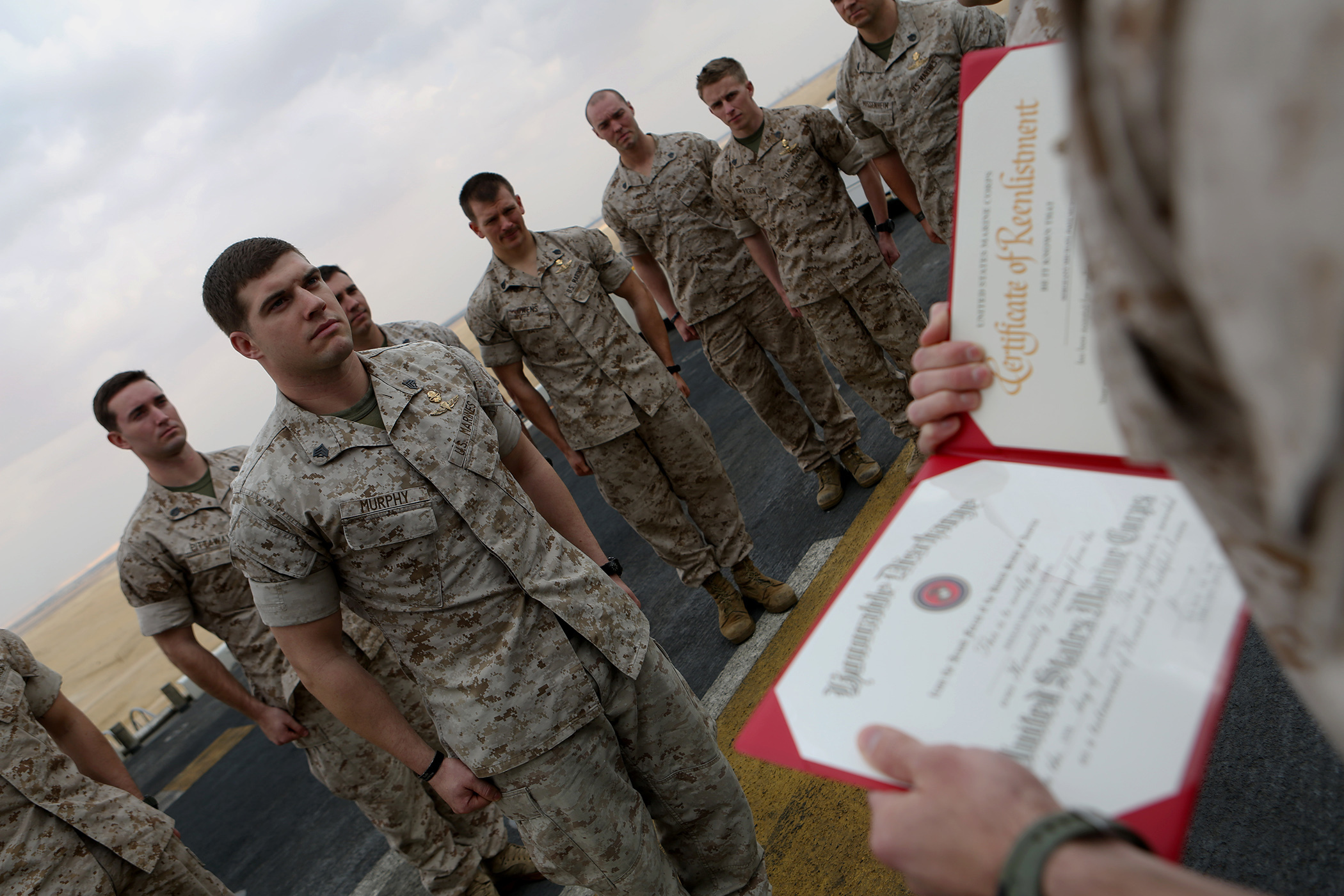 22nd MEU Marine re-enlists at sea