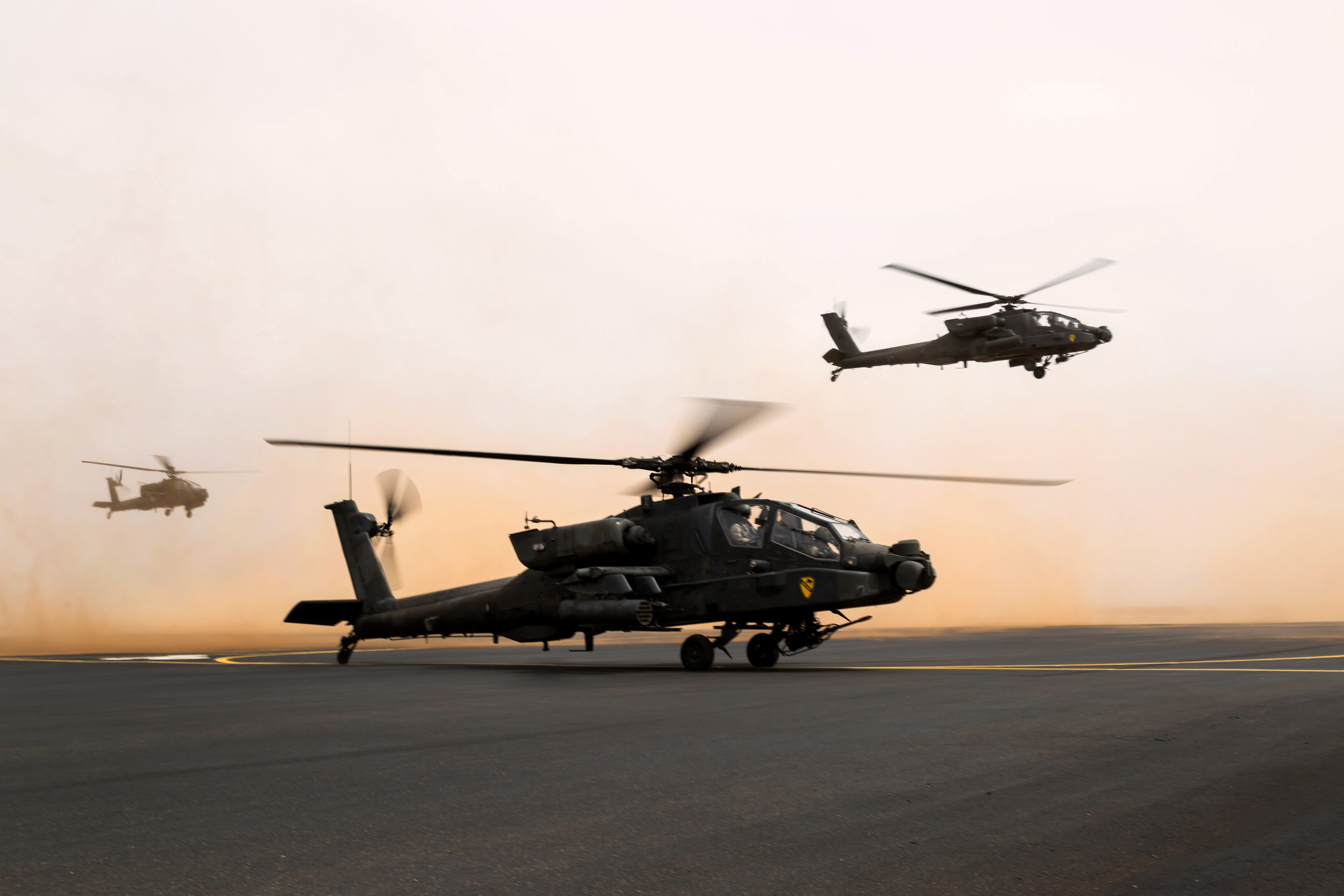 U.S. AH-64 Apache helicopters take off for a joint exercise with Saudi ...