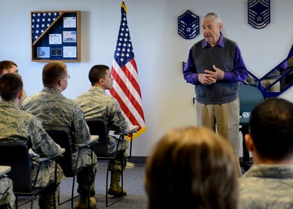 Retired Chief Master Sgt. of the Air Force Robert D. Gaylor visits Langley