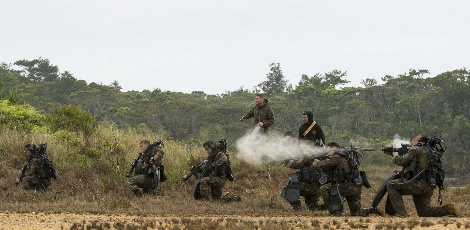 Marines dive toward objective during beach reconnaissance training ...