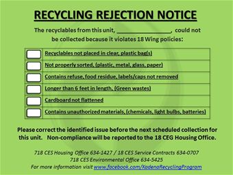 Recycle rejection sticker