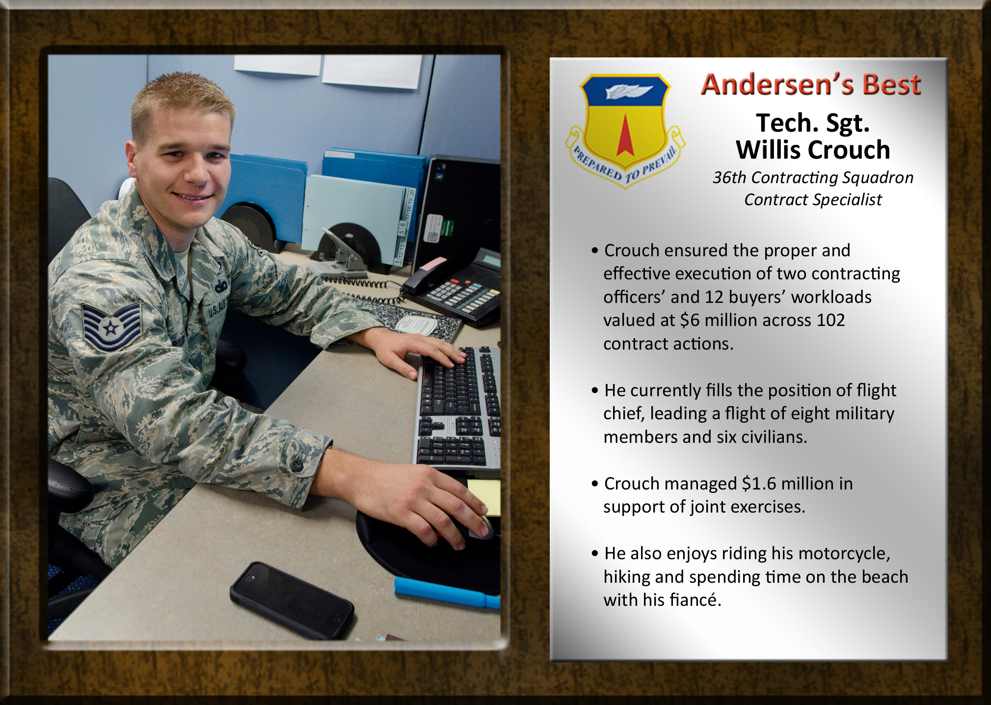 Team Andersen’s Best - Tech. Sgt. Willis Crouch, 36th Contracting ...