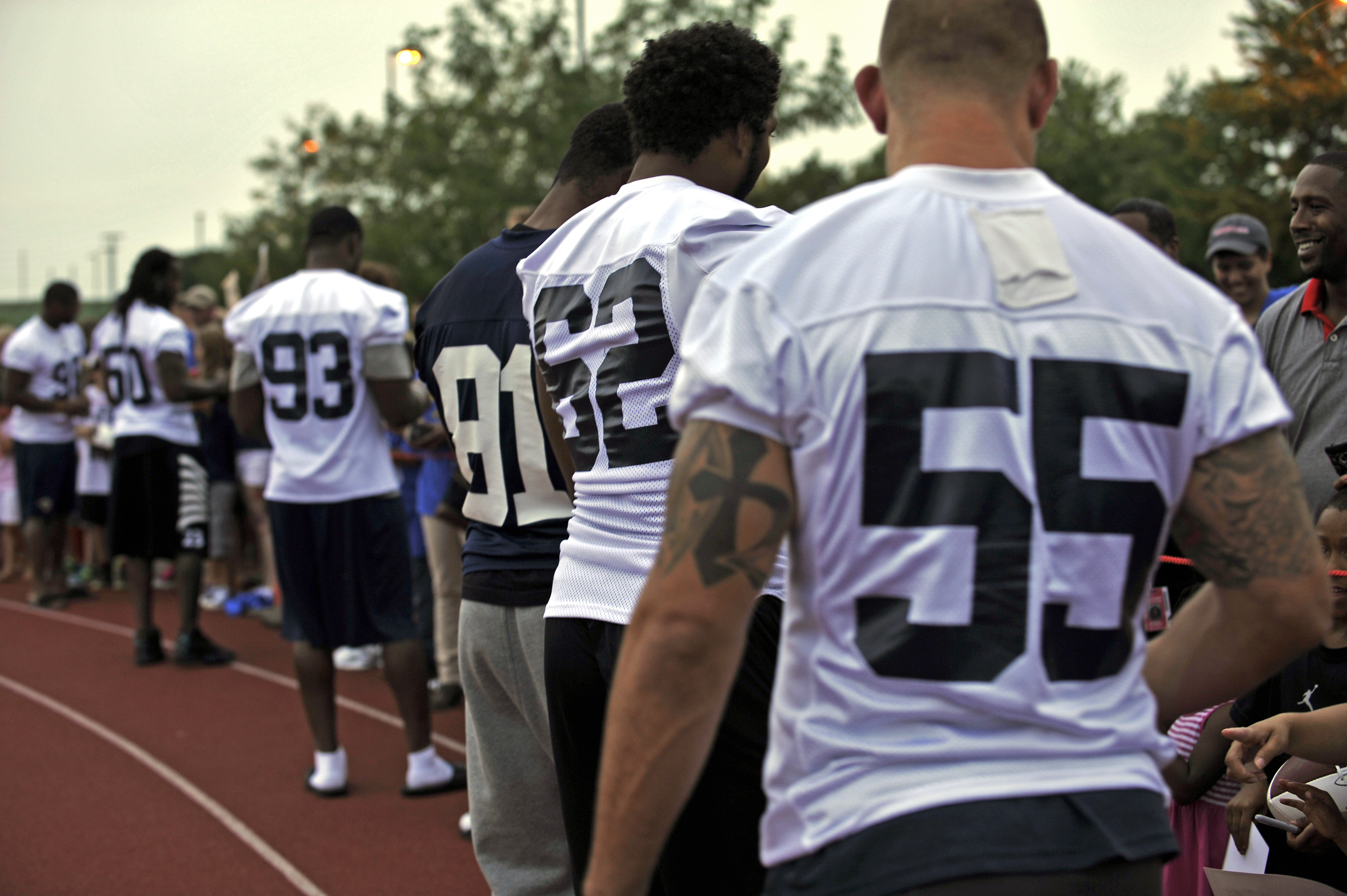 Friendly competition - Rams players interact with Team Scott