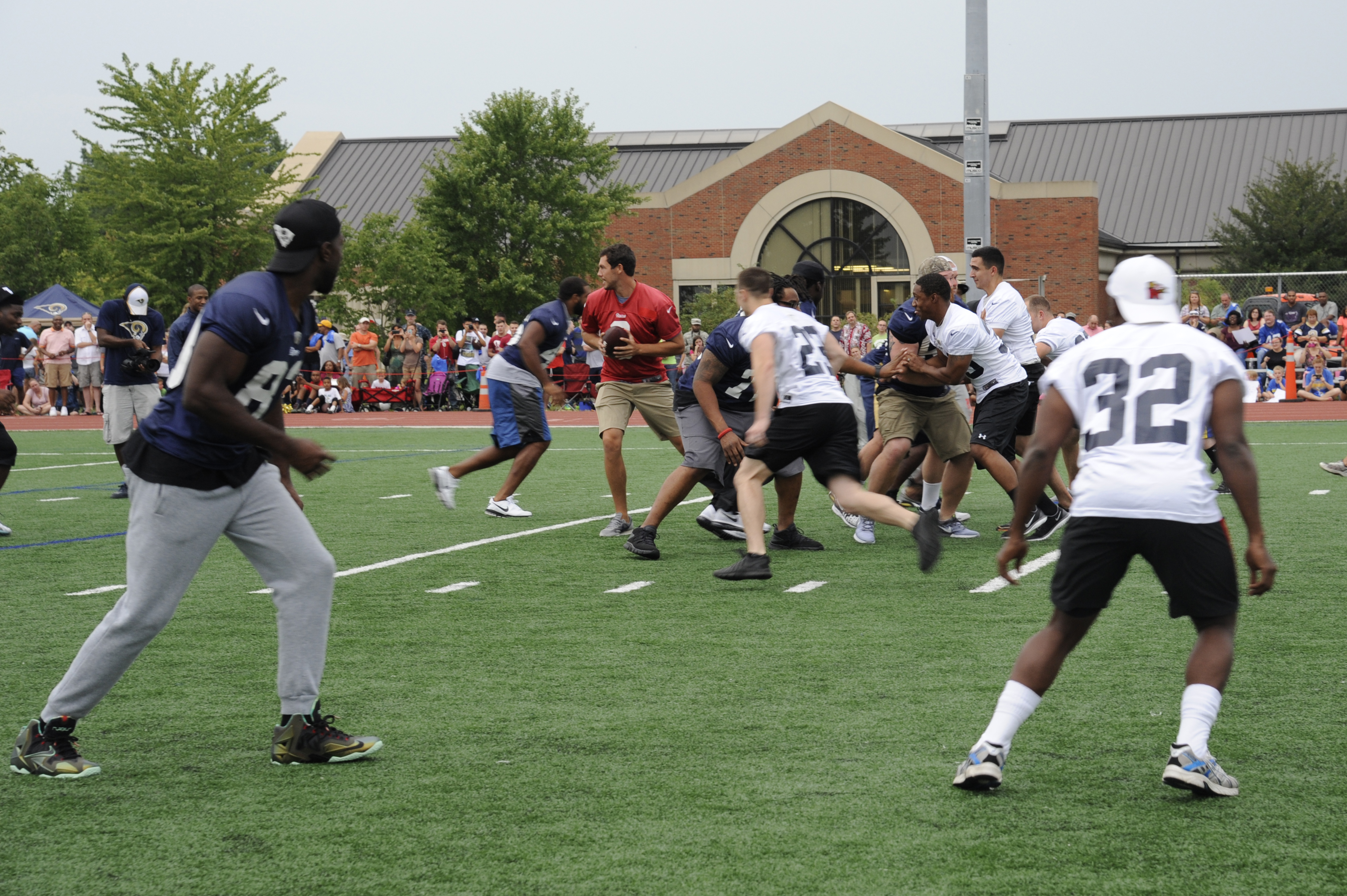 Friendly competition - Rams players interact with Team Scott