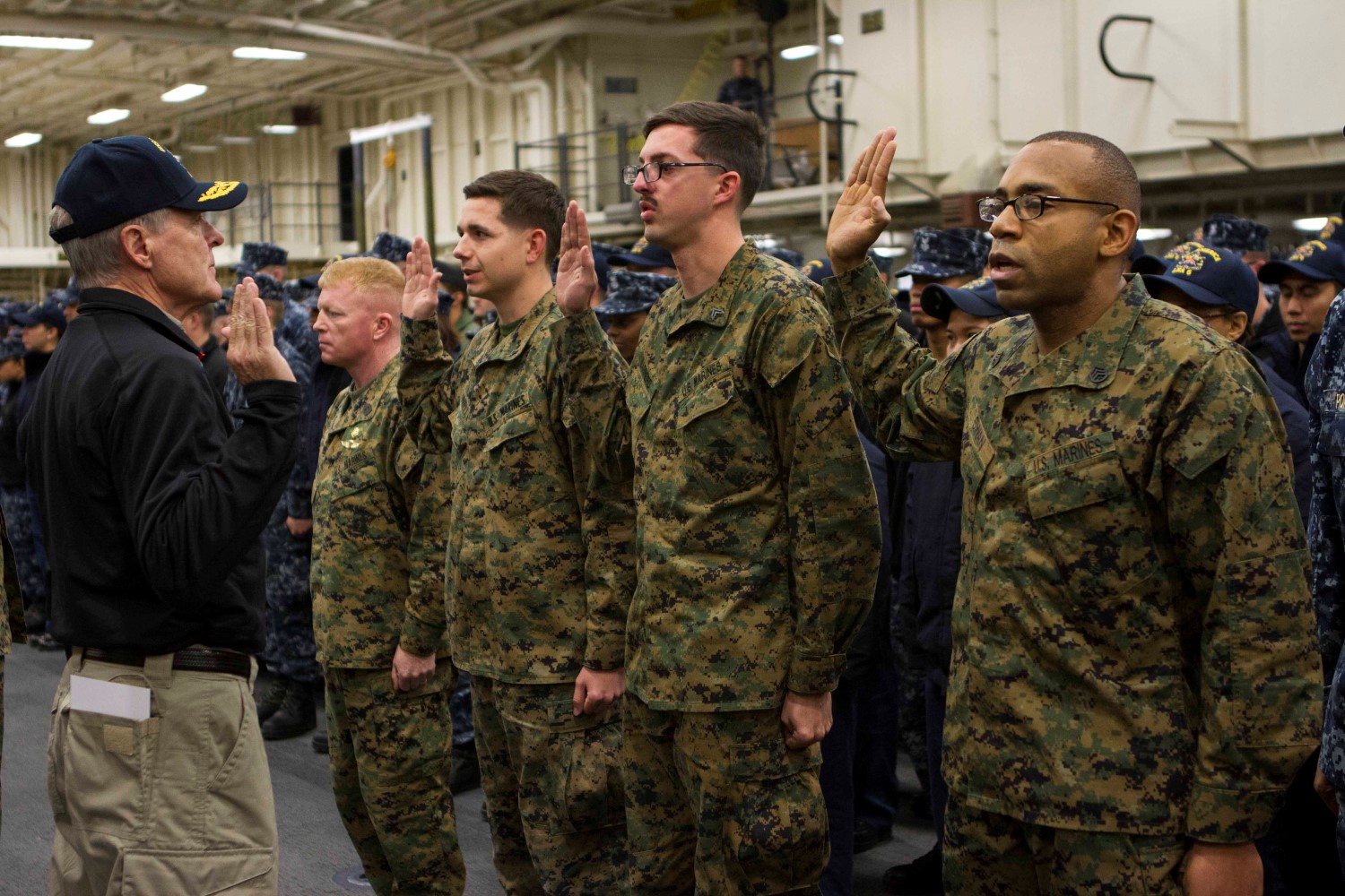 Secretary of The Navy visits Marines, Sailors aboard USS America