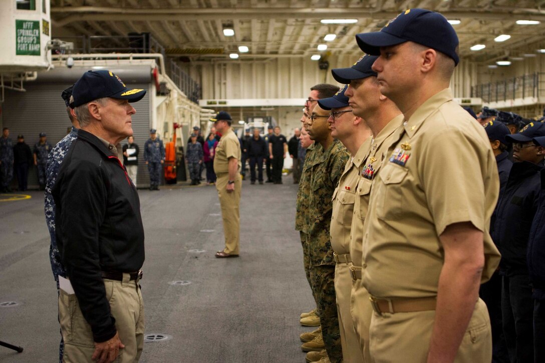 Secretary of The Navy visits Marines, Sailors aboard USS America