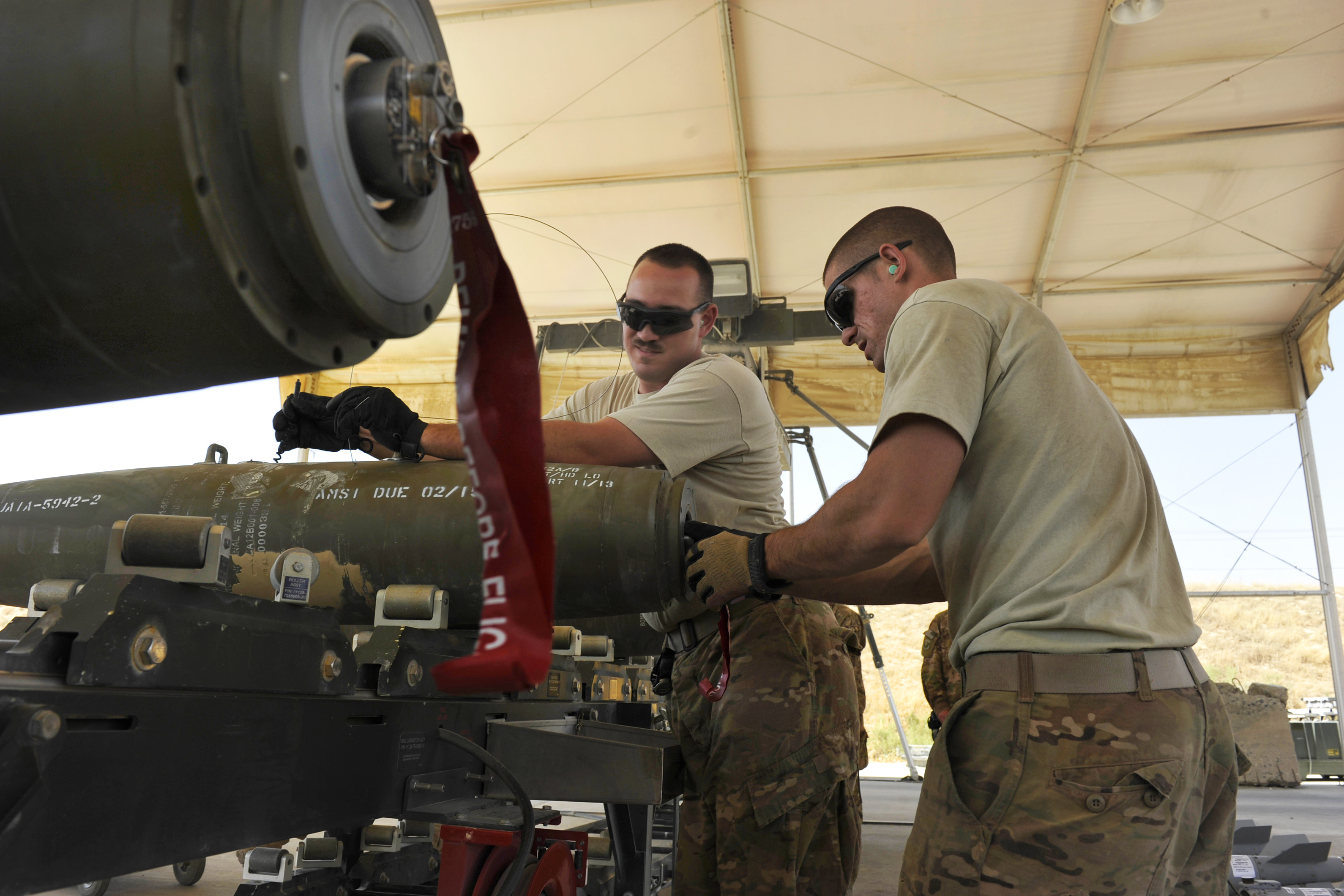 U.S. Air Force Senior Airman Christopher Reed, left, and U.S. Air Force ...