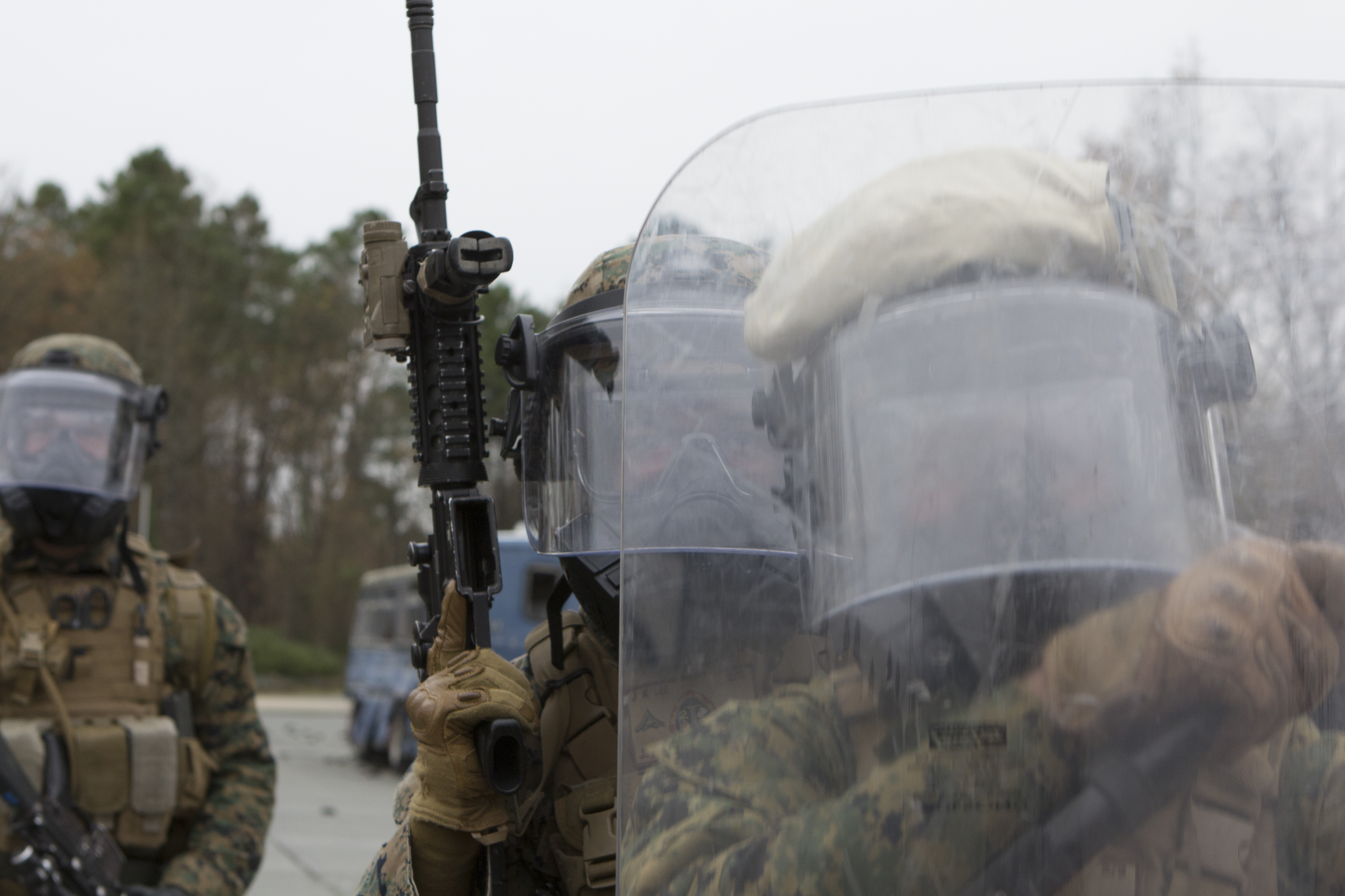 U.S. Marines, French Gendarmes conduct crowd and riot control training