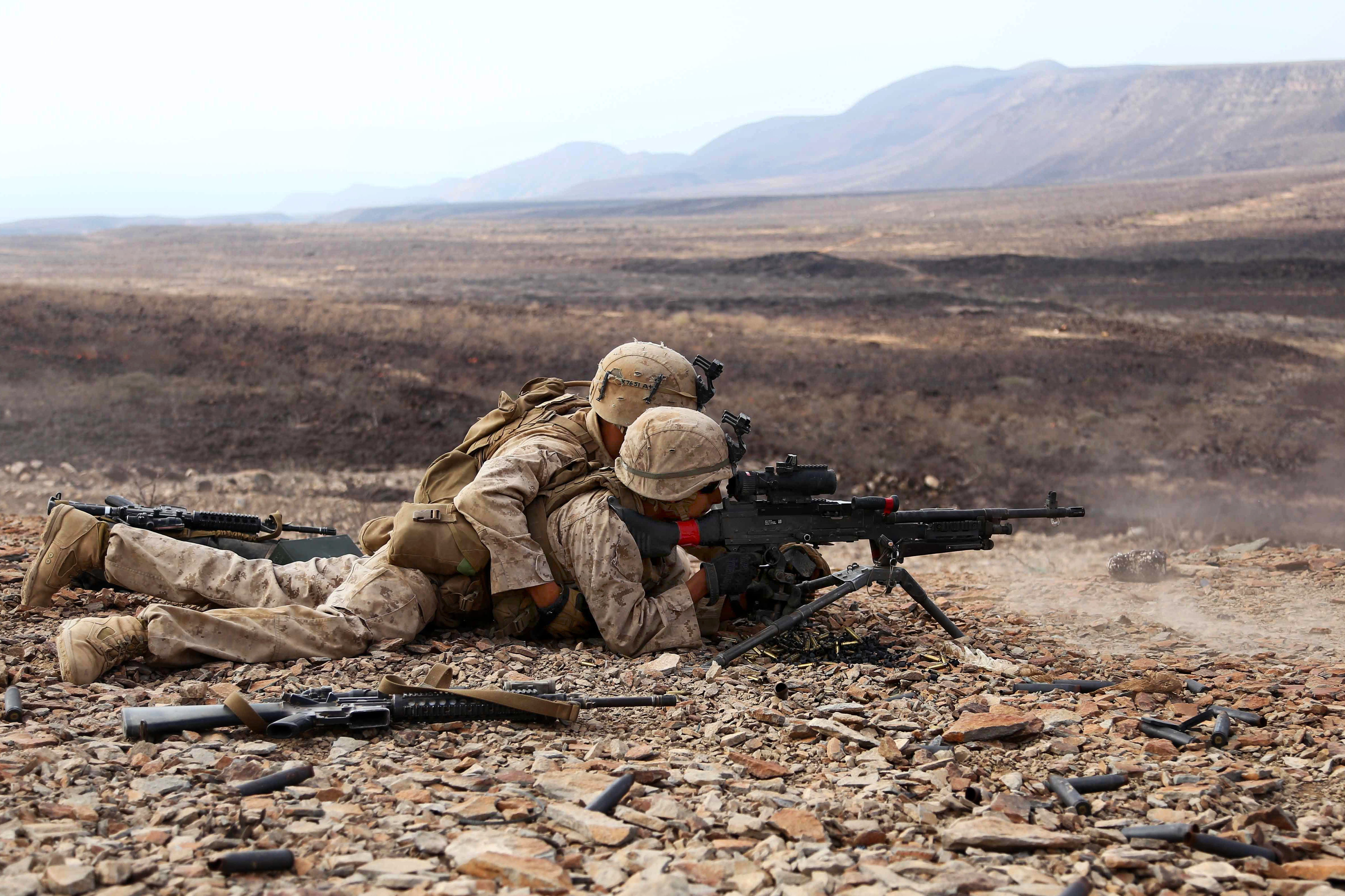 U.S. Marines conduct a live-fire exercise during sustainment training ...