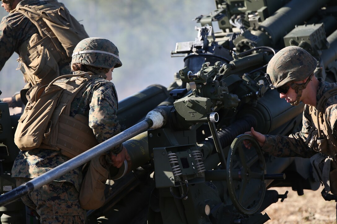 Integrated Task Force artillery Marines fire for effect