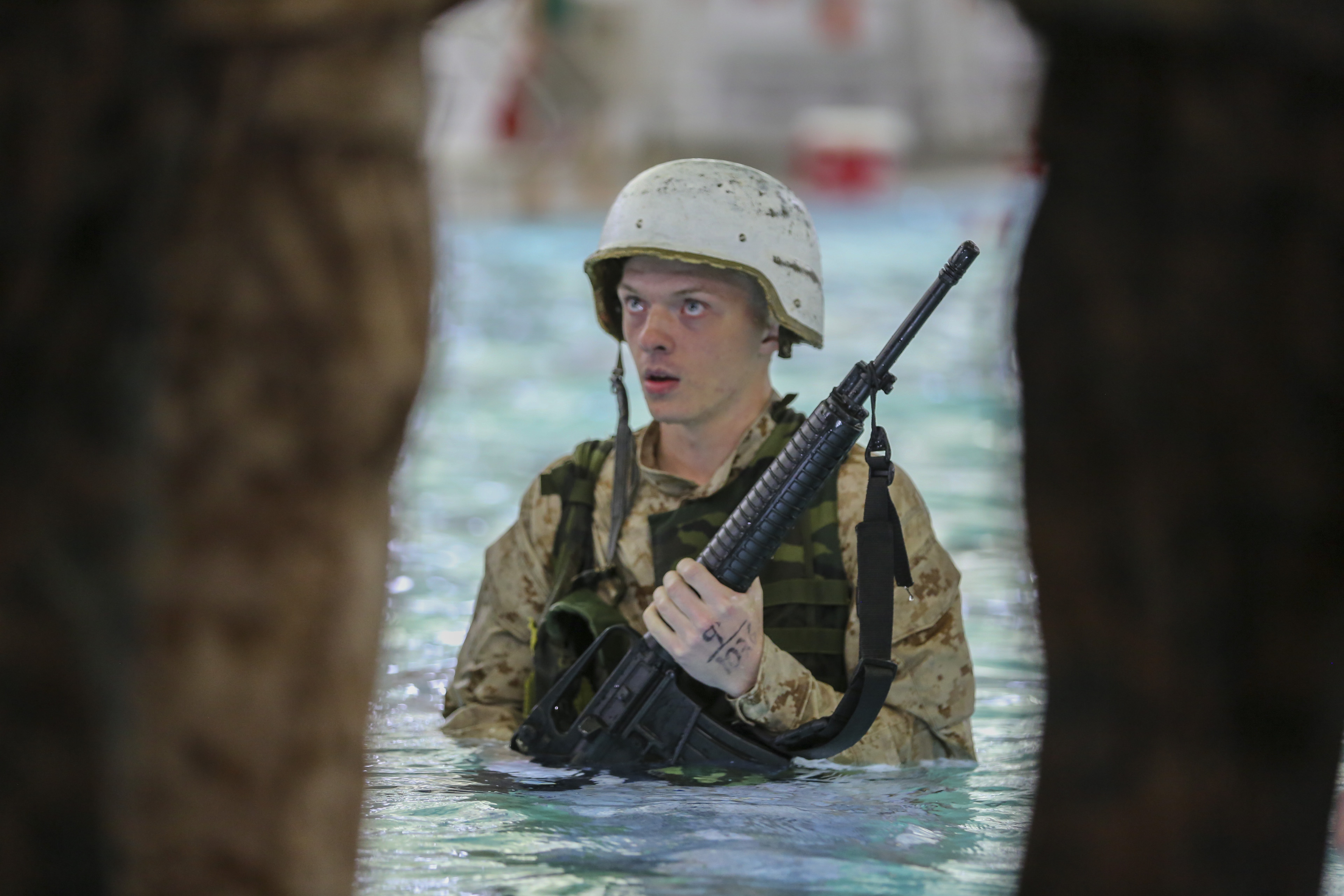 Co. B plunges into water survival skills training