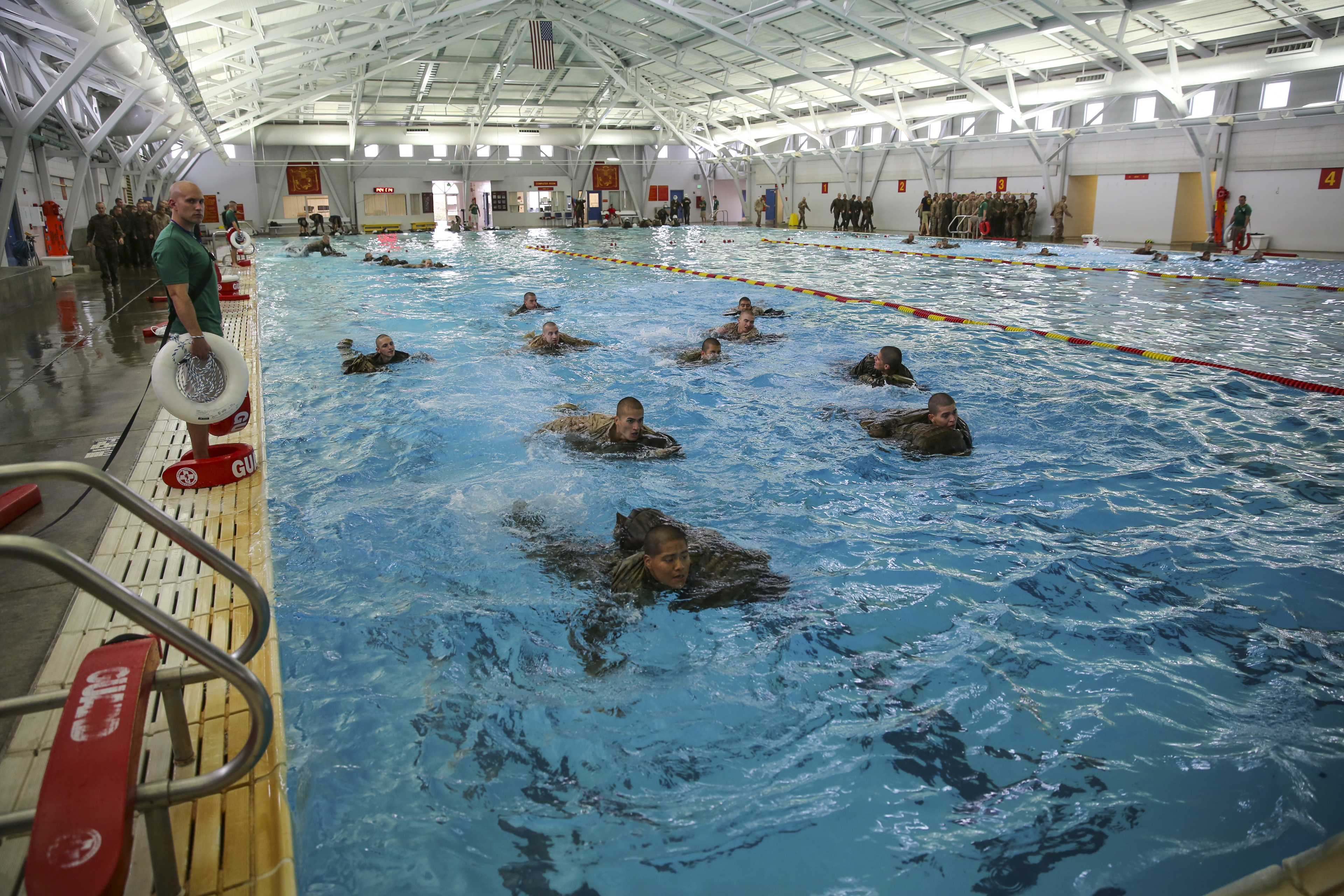 Co. B plunges into water survival skills training