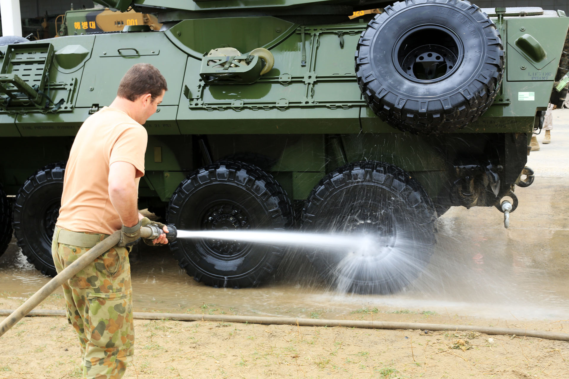 Pressure Washing a Light Armored vehicle