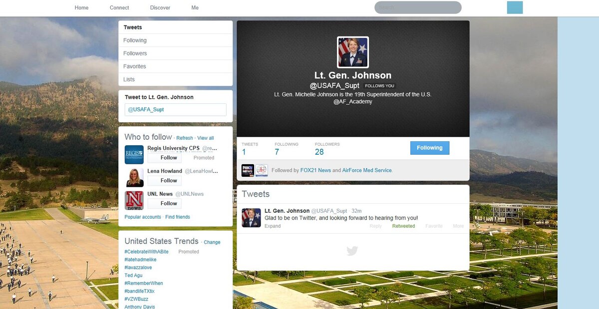 Academy Supt. now on Twitter > U.S. Air Force Academy > News View
