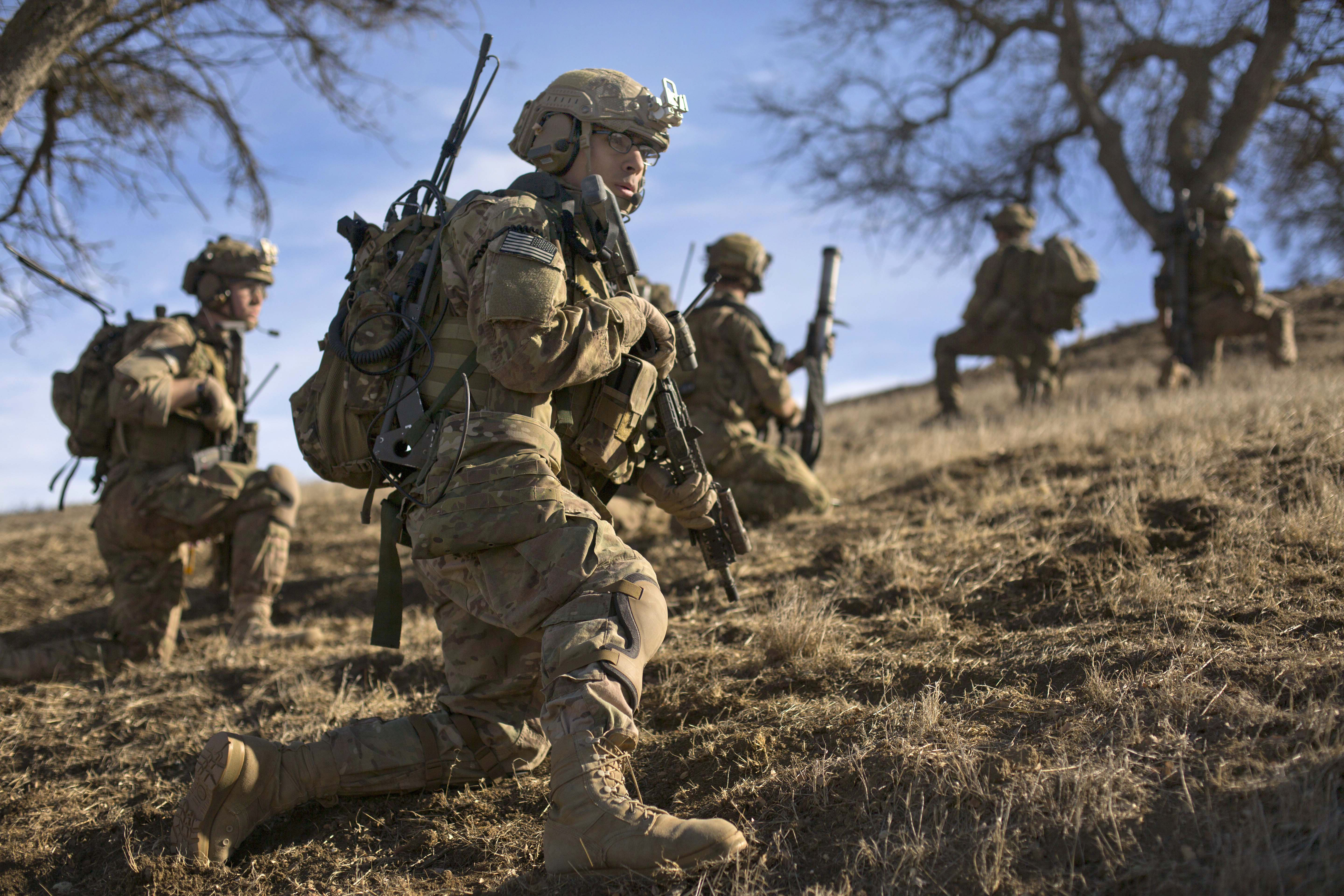 Army Rangers prepare to assault their objective during training on Camp ...
