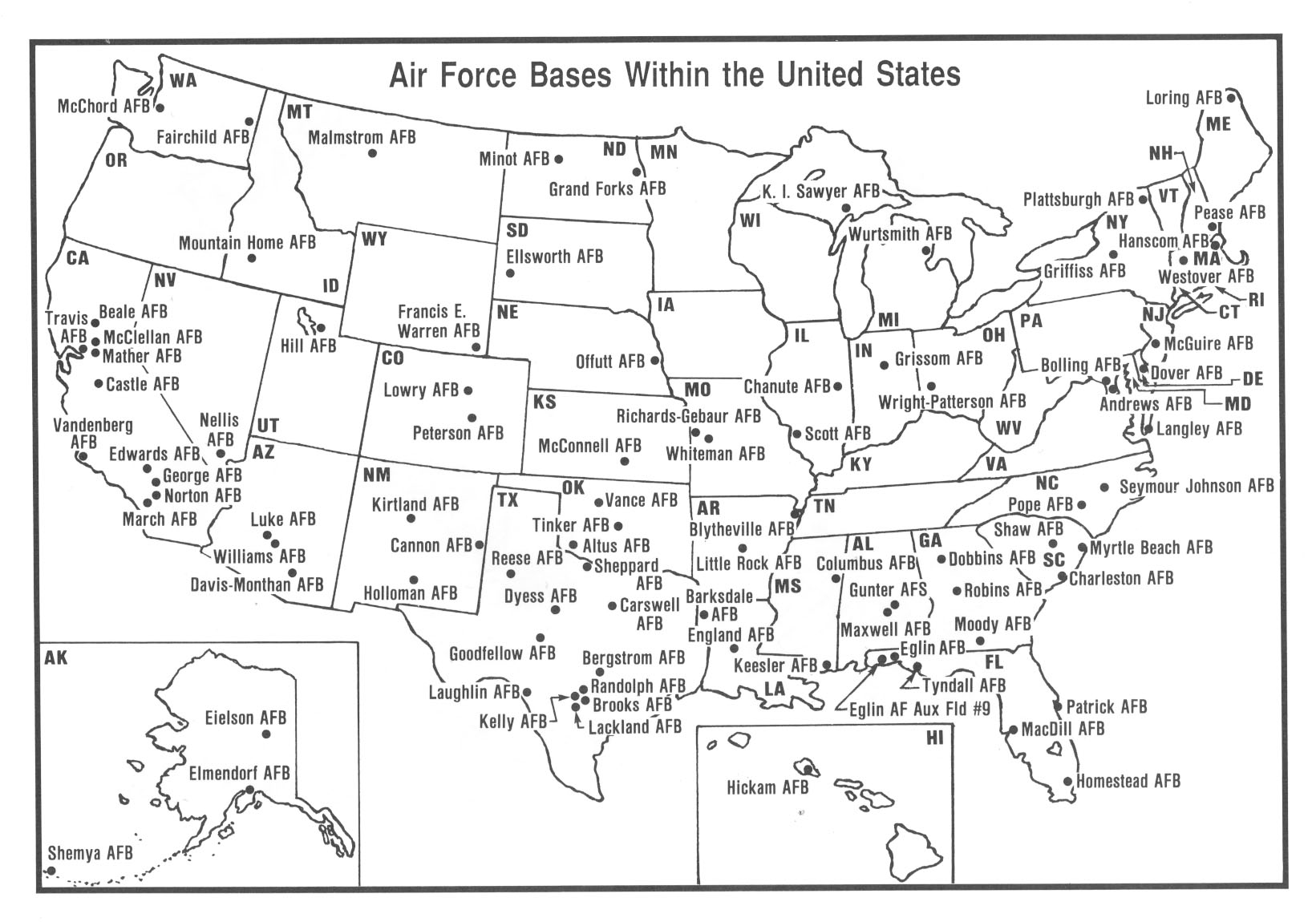 AF Bases within the US, 1982.