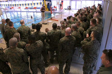 Marines qualify in water survival training