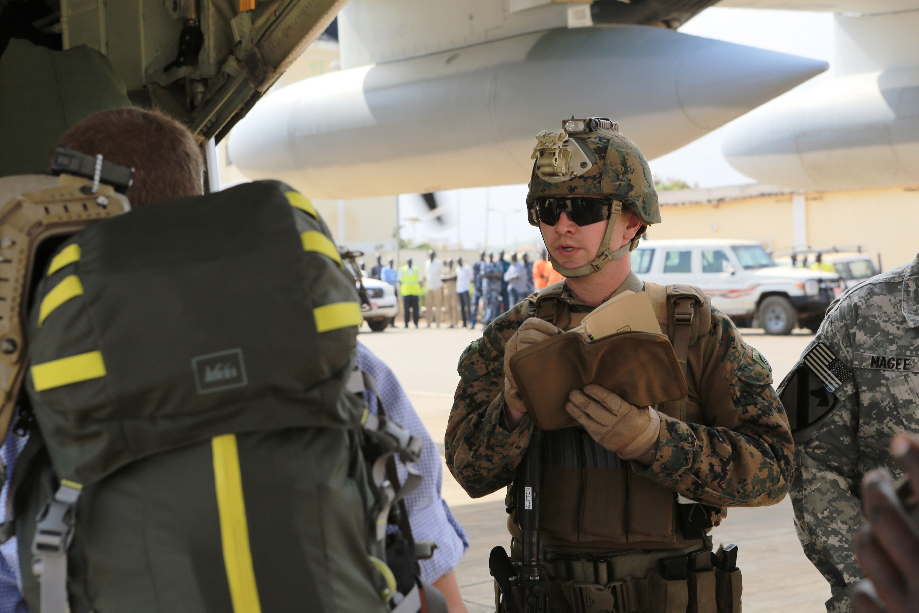 U S Marine Corps Master Sgt Robert Gupton Accounts For Passengers On