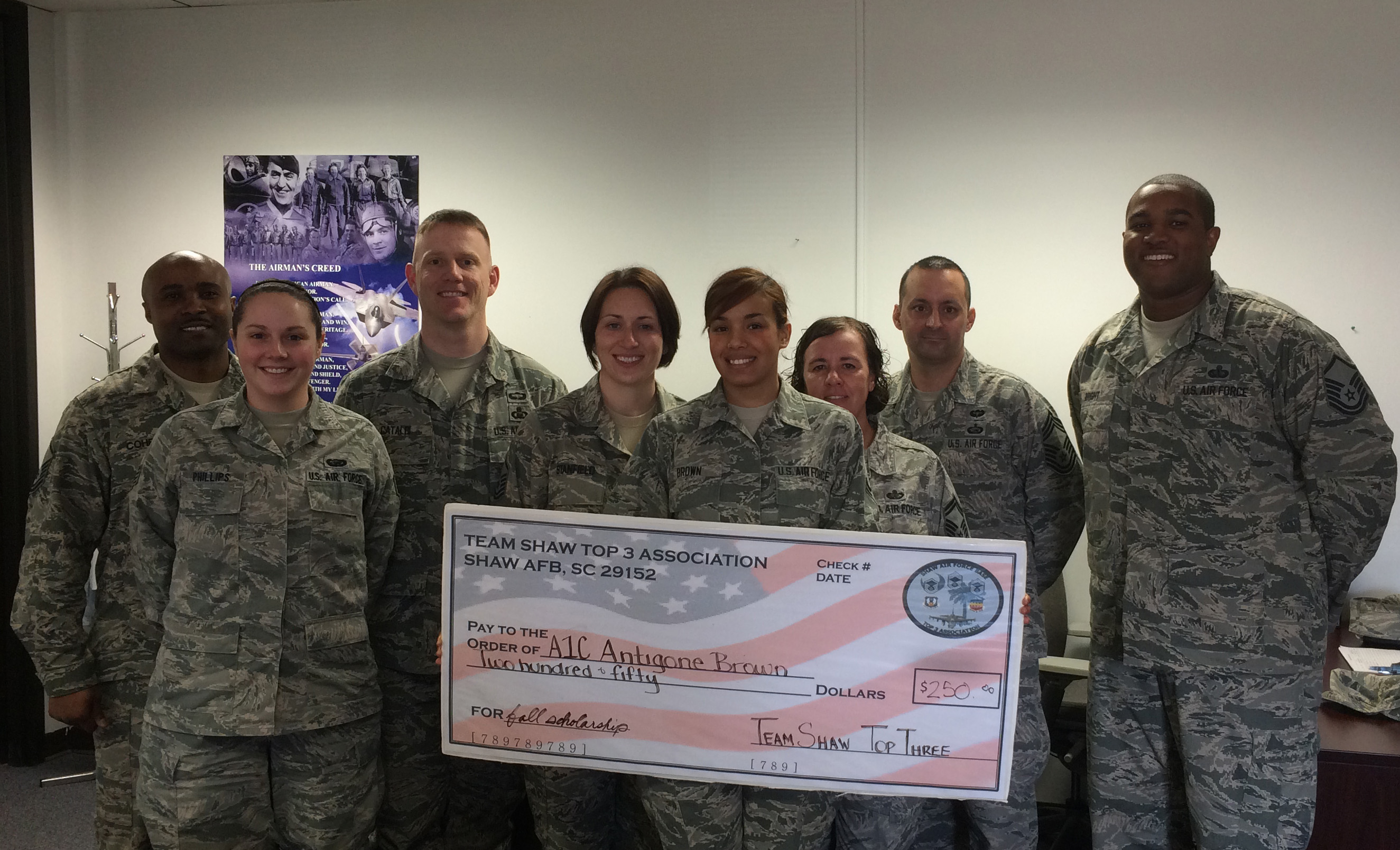 Top 3 awards scholarship to Shaw Airman