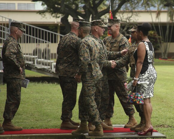 Collier passes torch to Rose at Headquarters Bn. Post and Relief Ceremony