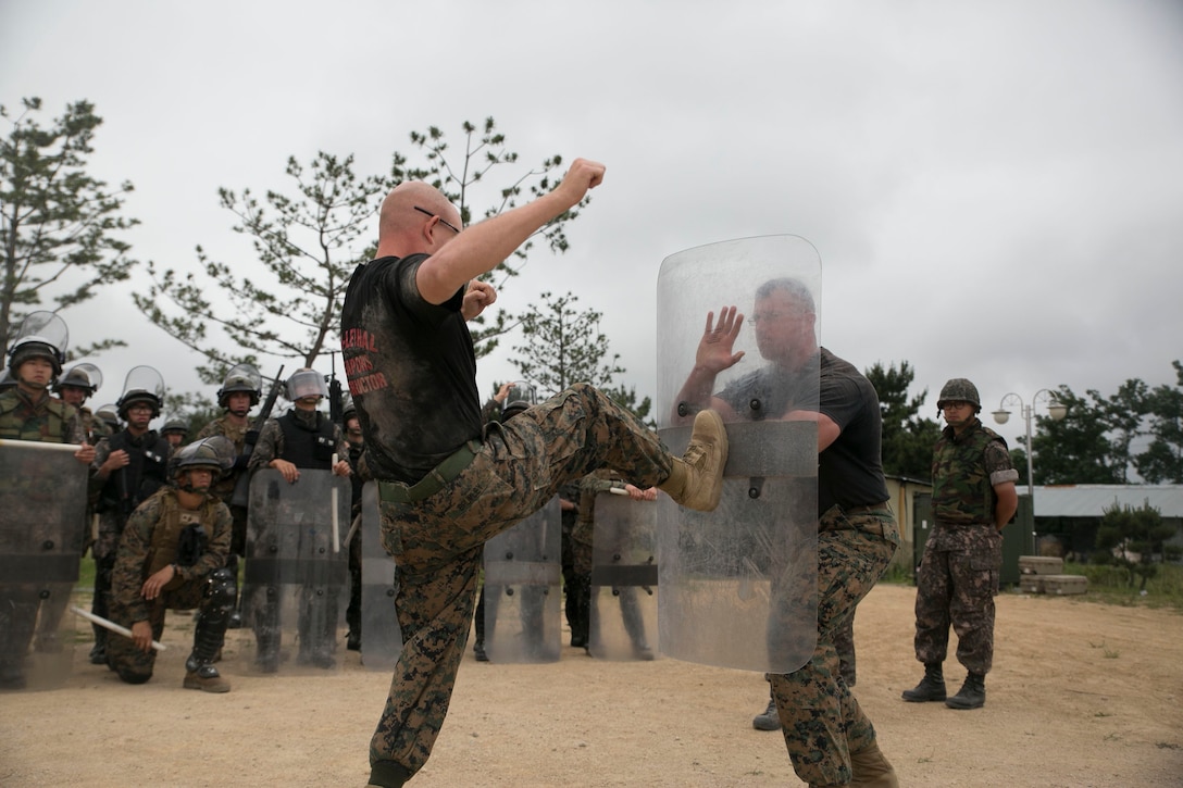 ROK soldiers, US Marines execute non-lethal weapons training