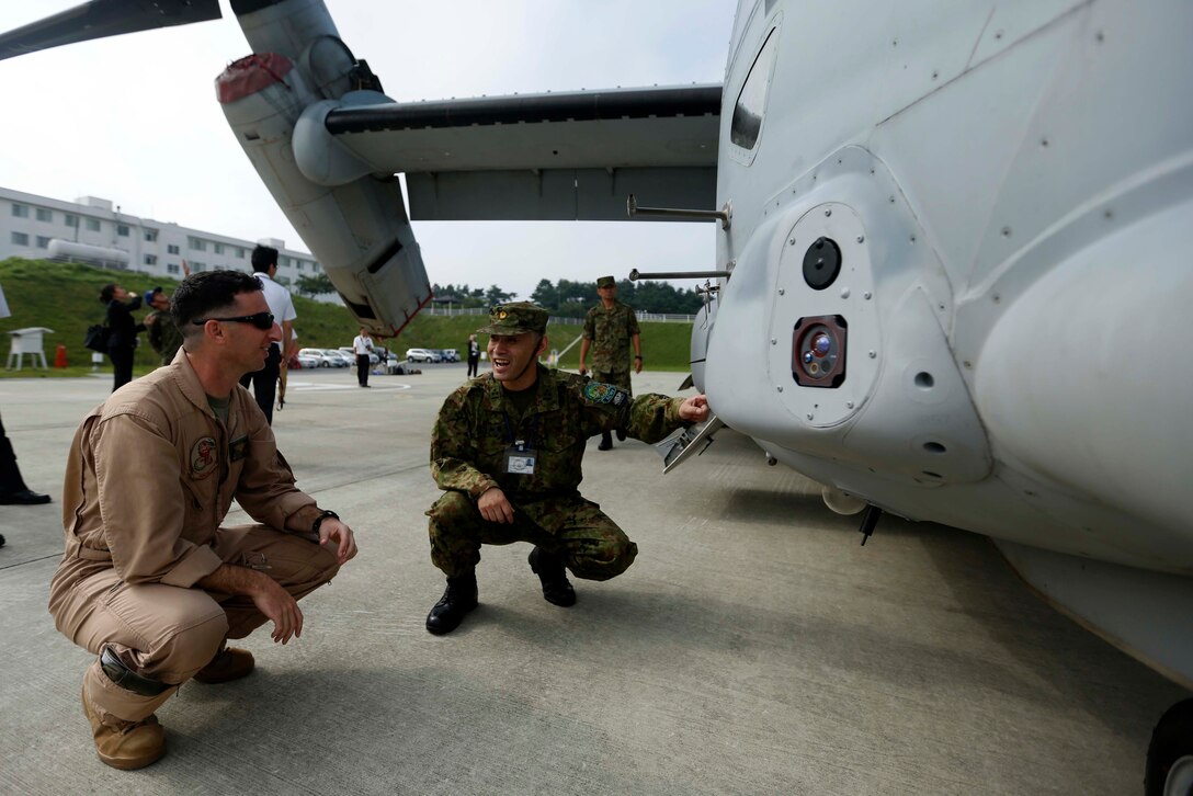 JGSDF Attend Camp Fuji Osprey Static Display